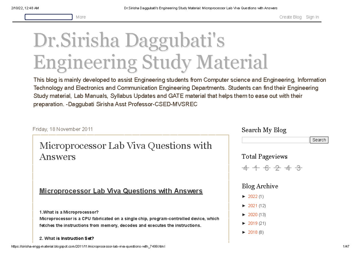 Dr.Sirisha Daggubati's Engineering Study Material Microprocessor Lab ...