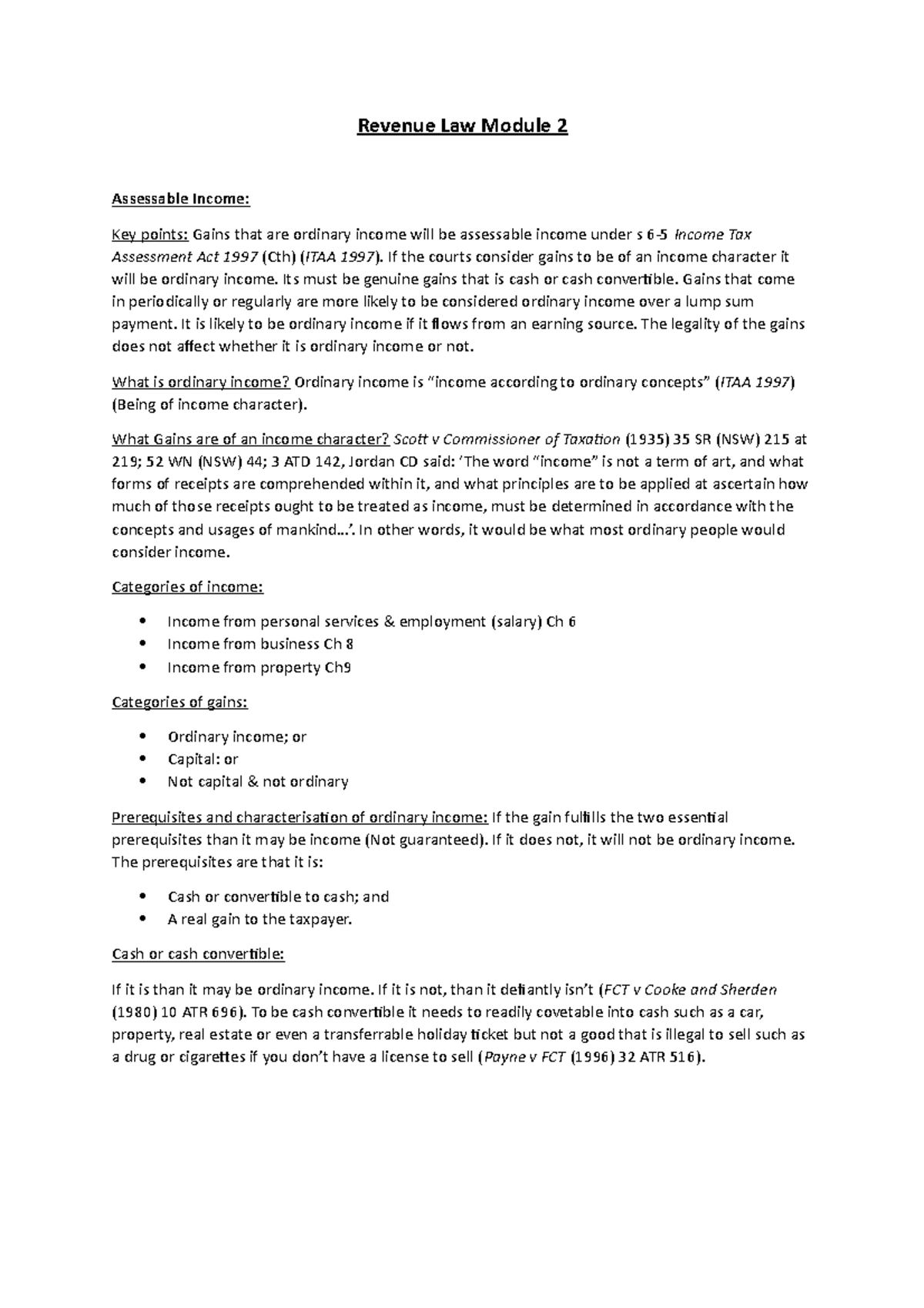 Revenue Law - Module 2 - Summary For Module 2 - Revenue Law Module 2 ...