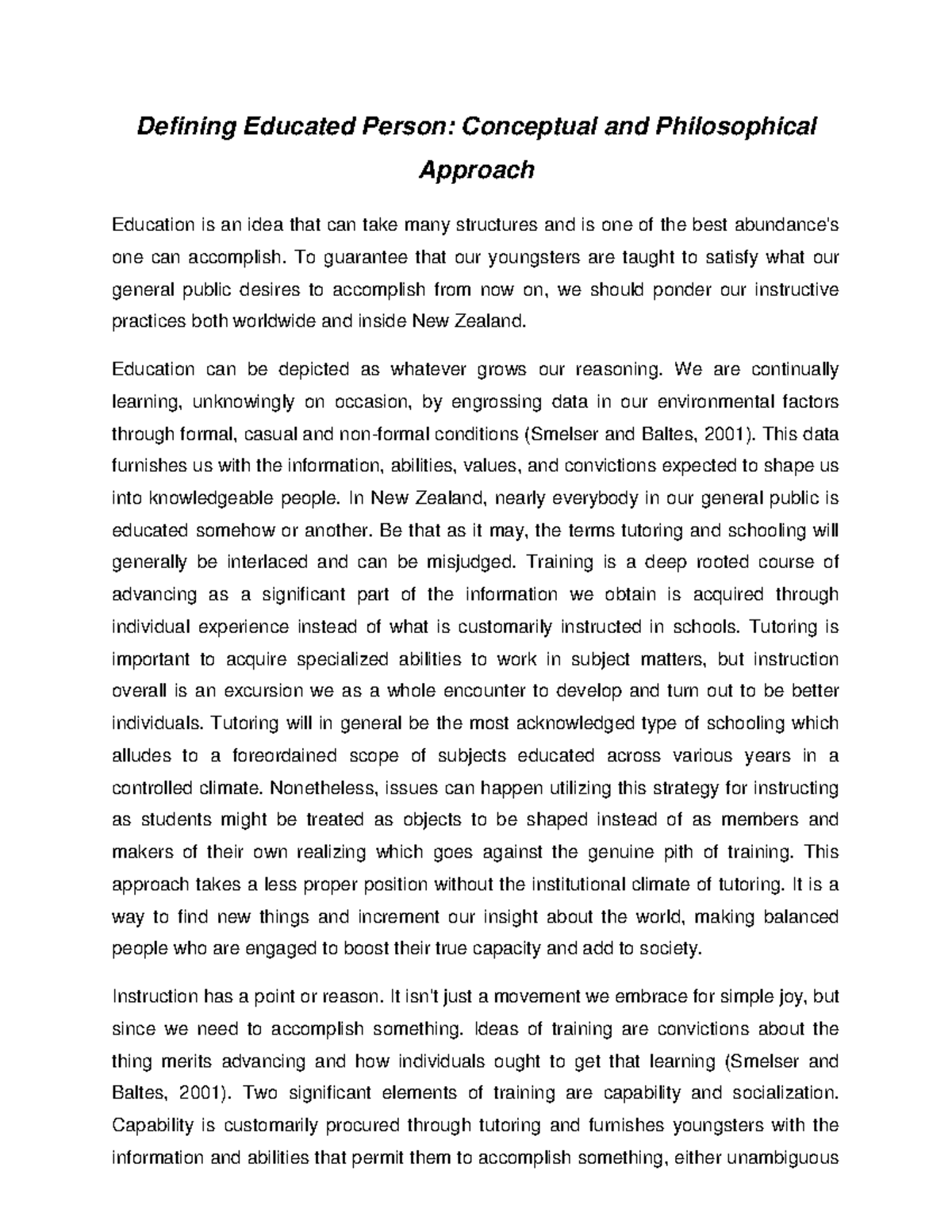 Defining Educated Person: Conceptual and Philosophical Approach ...