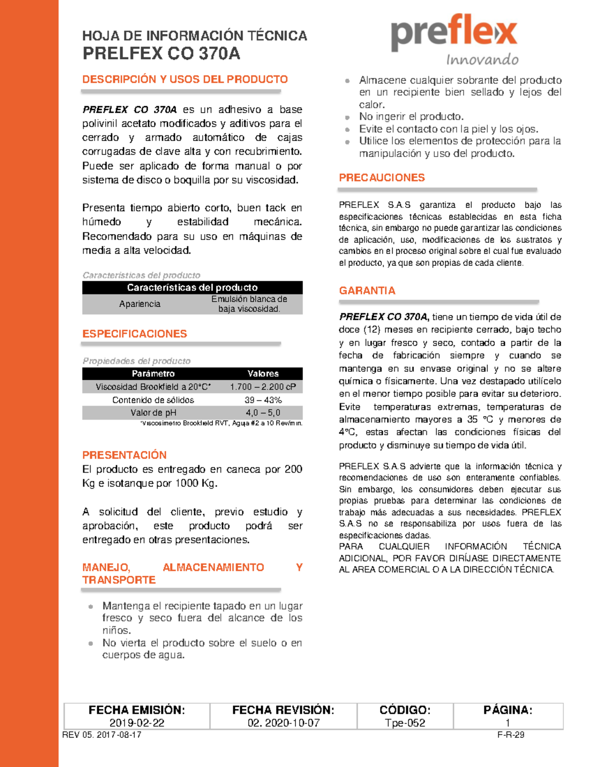FT Preflex CO - preflessx - HOJA DE INFORMACIÓN TÉCNICA PRELFEX CO 370A ...