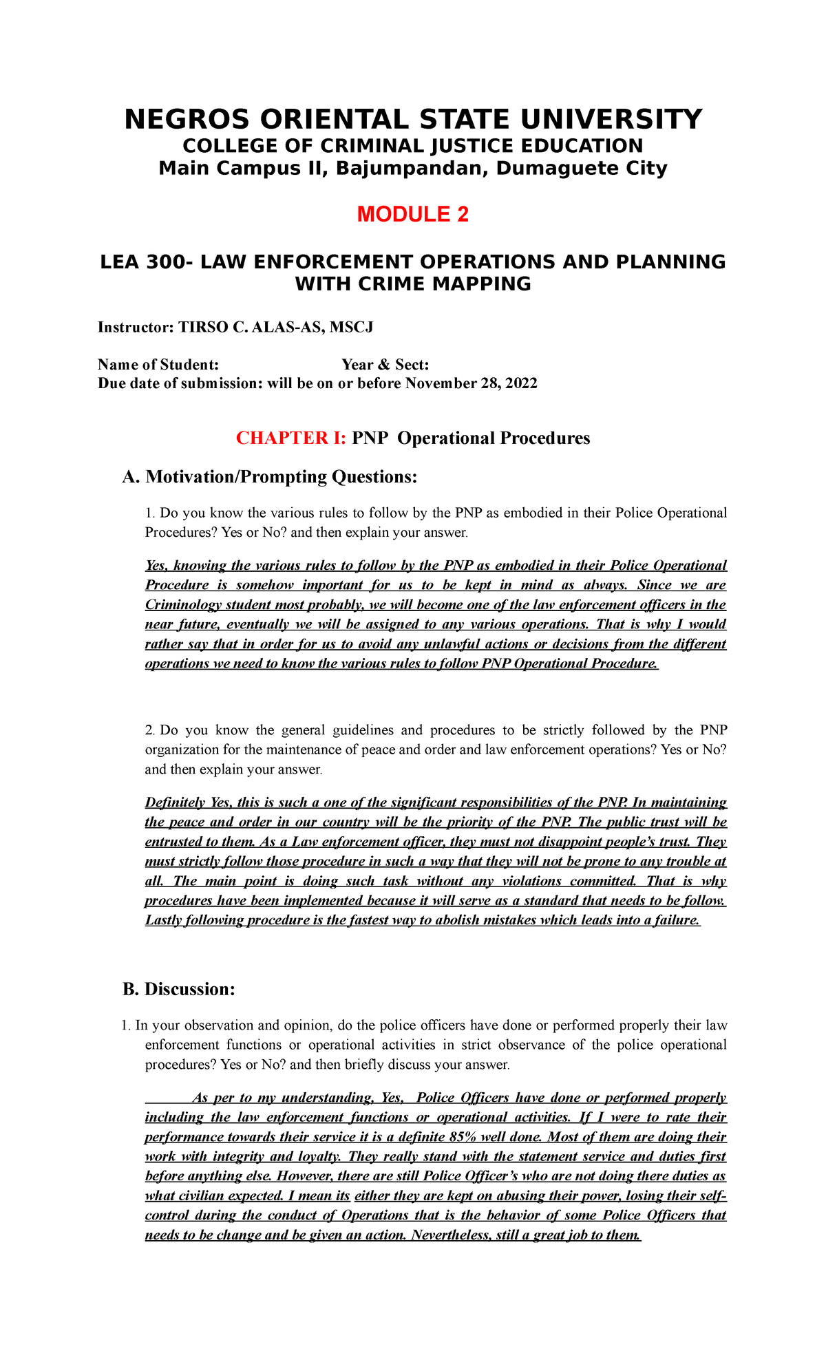 LEA 300 - Module 2 - : POWERS AND FUNCTIONS OF THE PHILIPPINE NATIONAL ...