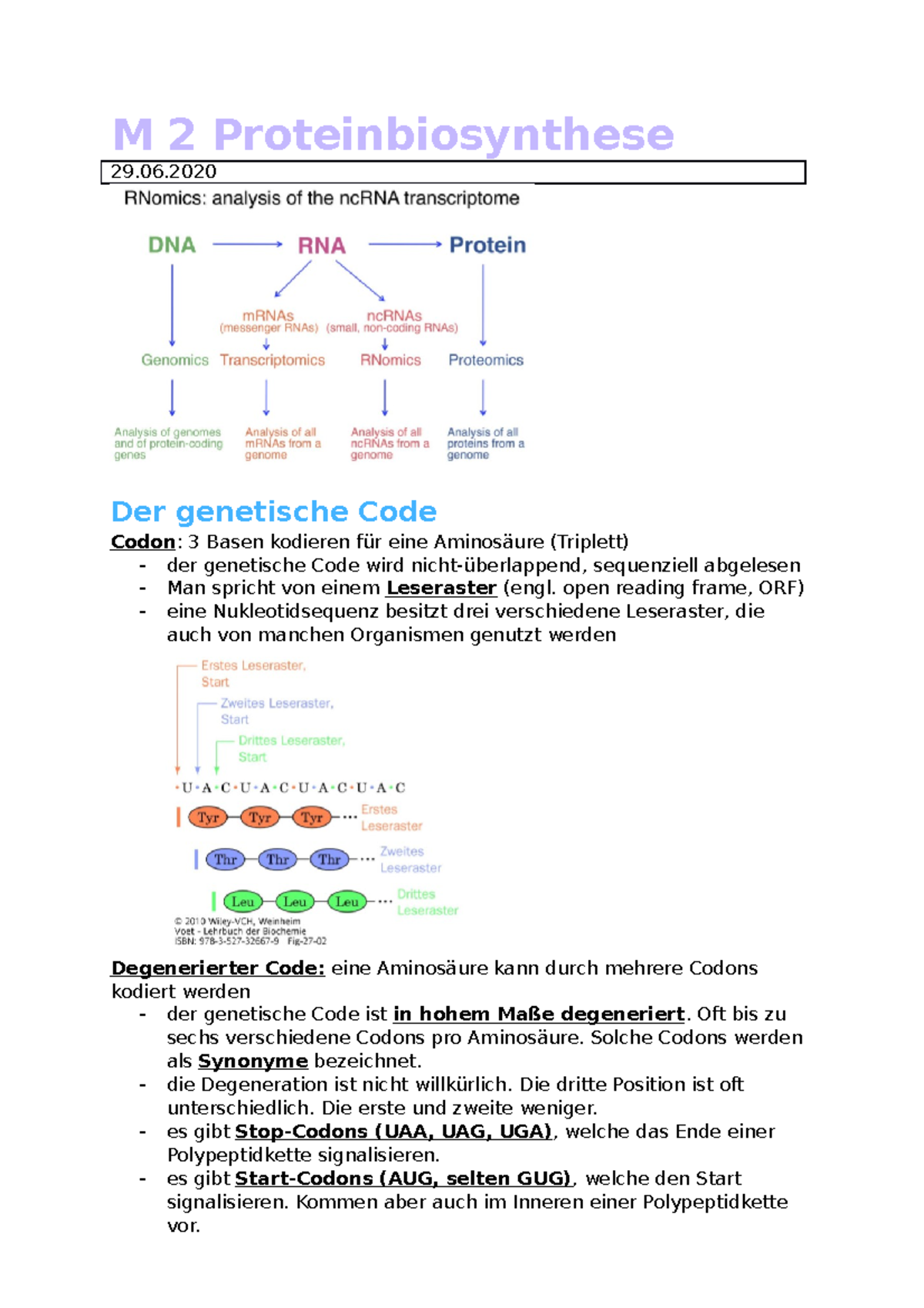 Proteinbiosynthese mit Altklausuren - M 2 Proteinbiosynthese 29. Der ...