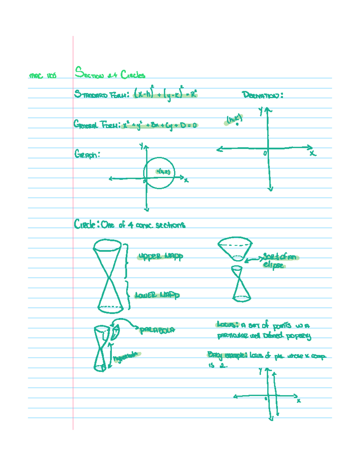 mac1105 section 2.4 circles - AC 1105 Section 2 If t ly die hit General ...