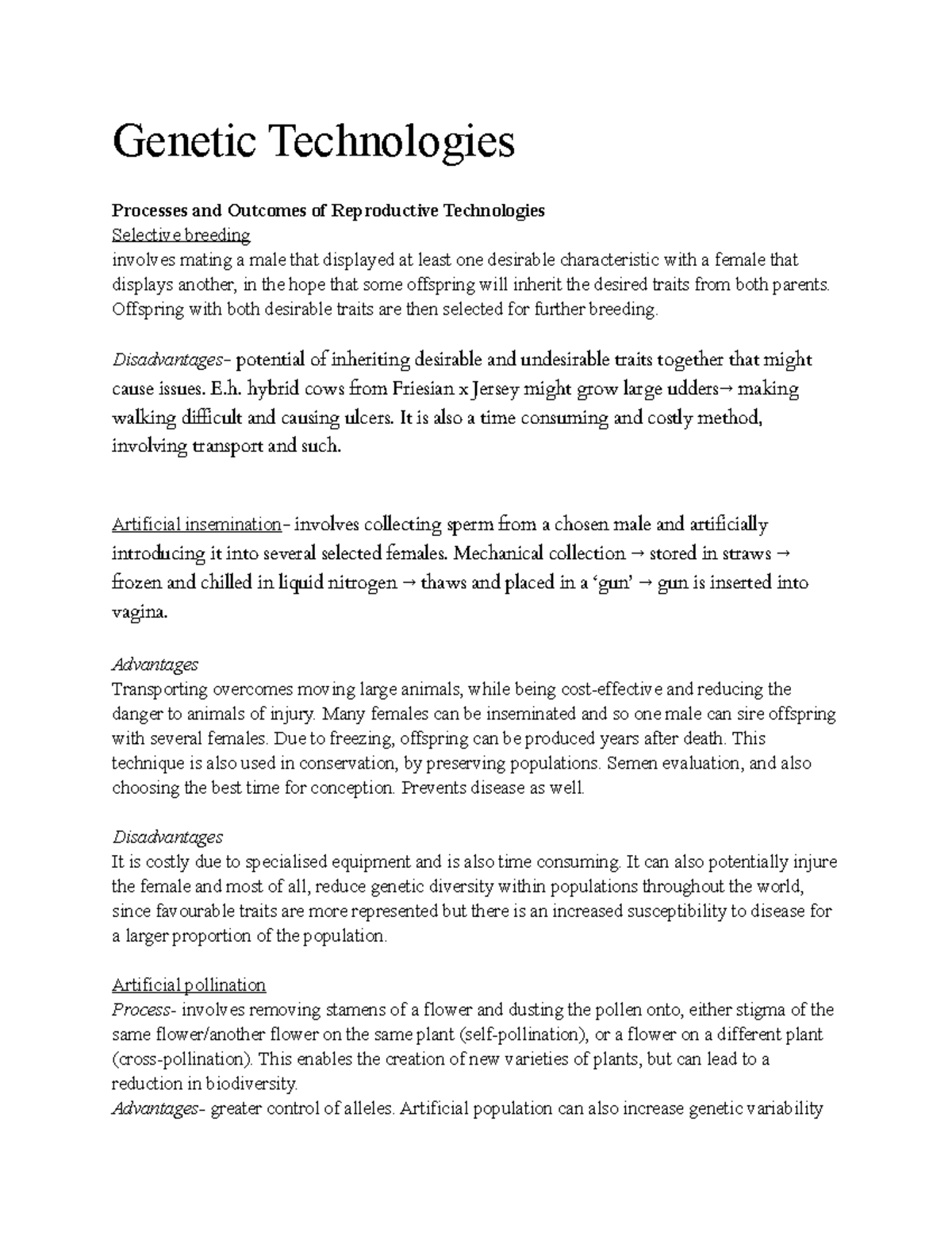 6.3 Genetic Technologies - Genetic Technologies Processes and Outcomes ...