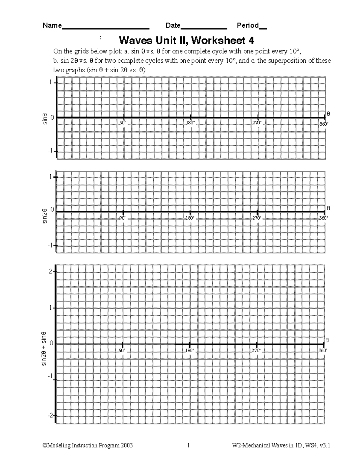 Samuels waves worksheet superposition - Name Date Period Waves Unit II ...