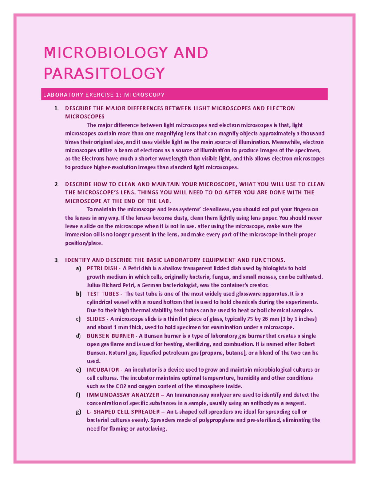 MICP LAB - Microscopy - MICROBIOLOGY AND PARASITOLOGY LABORATORY ...