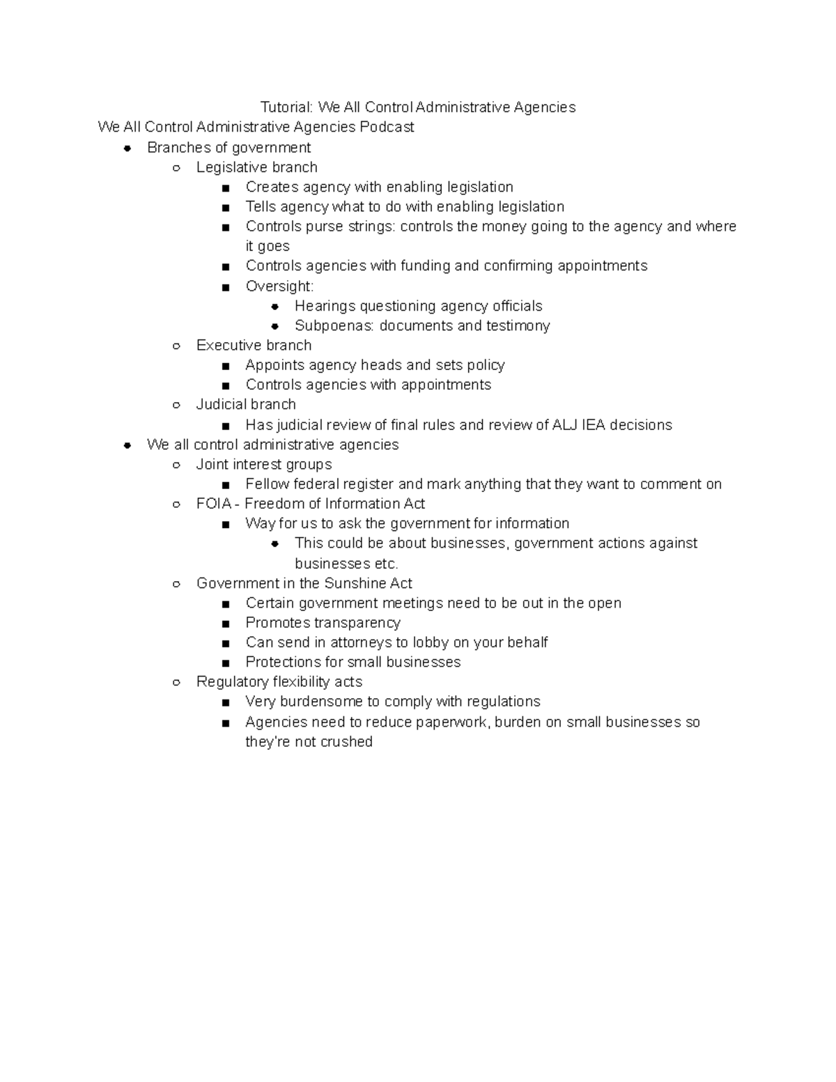 Tutorial We All Control Administrative Agencies - Government in the ...