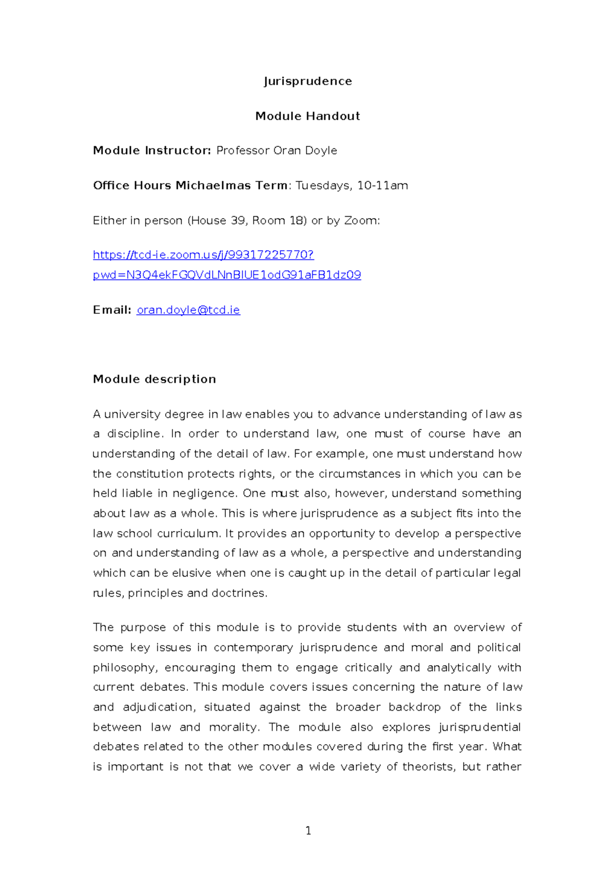 Jurisprudence Module Handout 2022 - Jurisprudence Module Handout Module ...