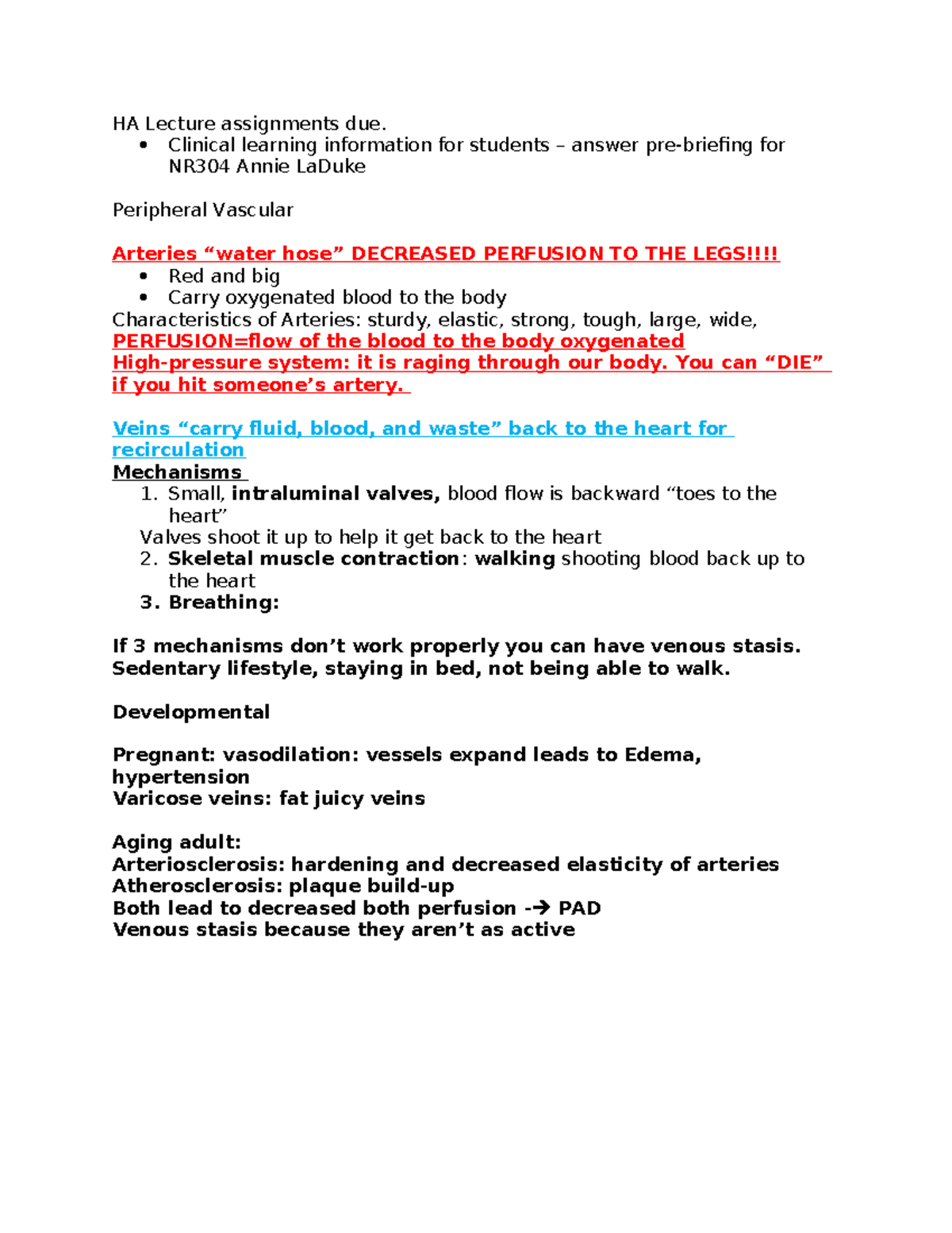 HA2 Week 1 notes - HA Lecture assignments due. Clinical learning ...