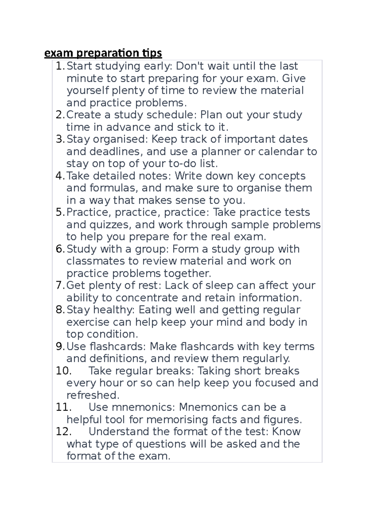 Exam preparation tips for students - exam preparation tips Start ...