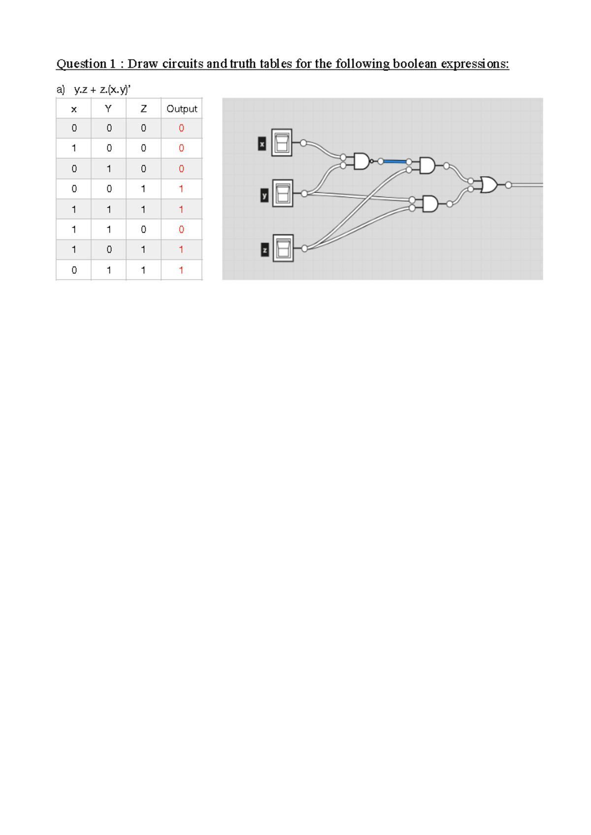 1a - circuits, logic gates, and truth tables - 03501 - Question 1 ...