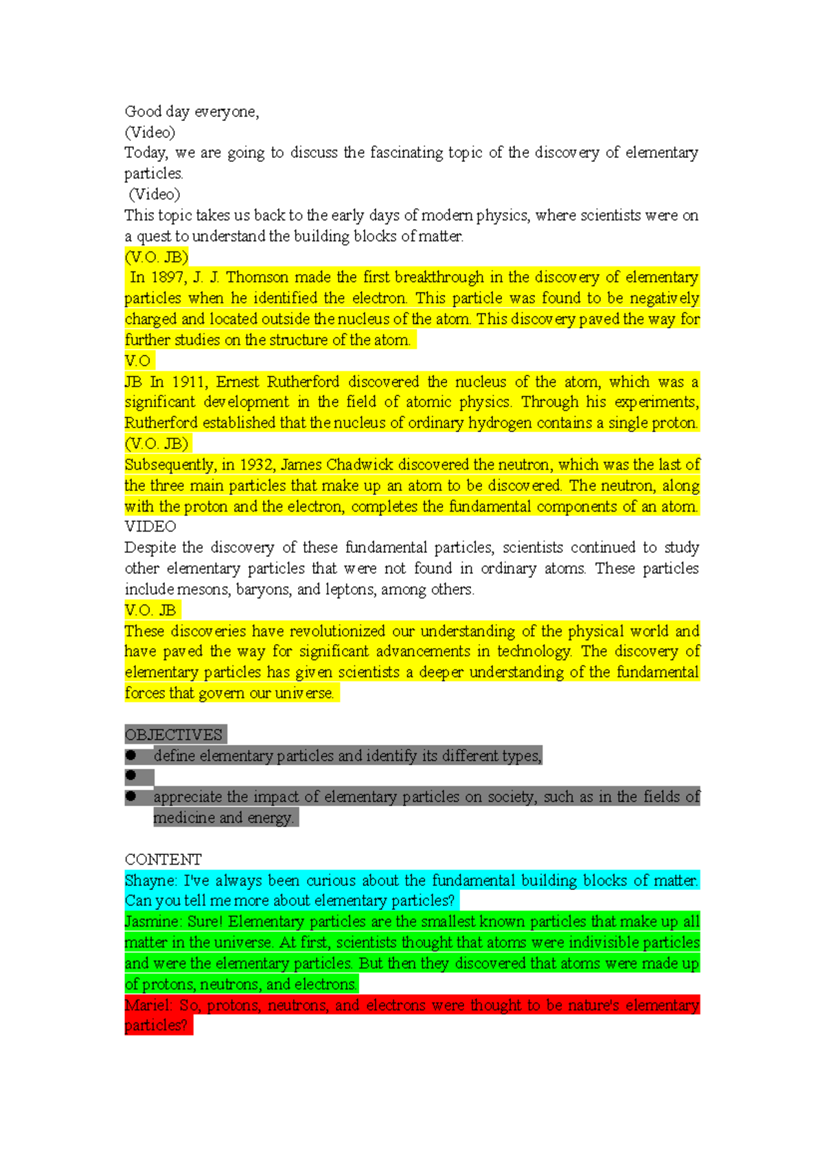 Script - This topic takes us back to the early days of modern physics ...