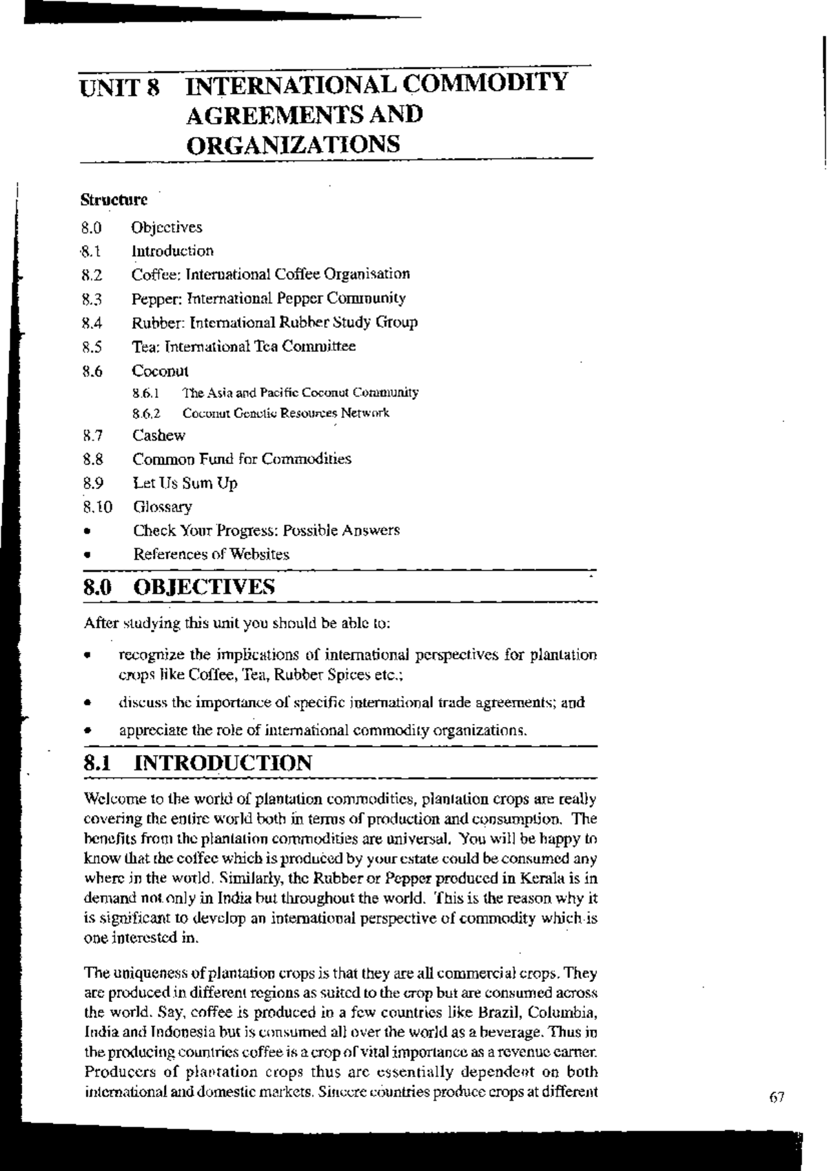 Commodity agreement note - ####### UNIT 8 INTERNATIONAL COMMODITY ...