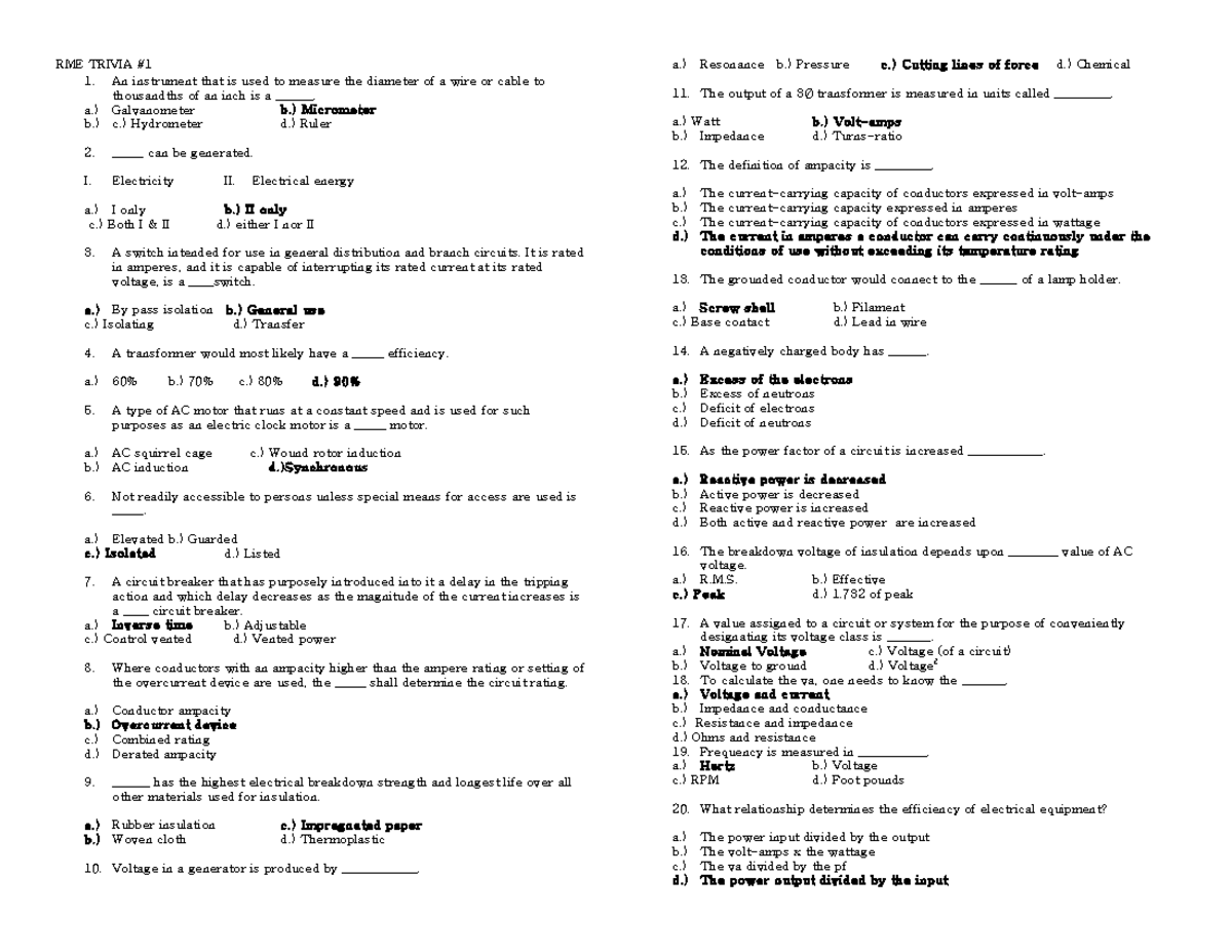 421906684 RME Trivia Q A - RME TRIVIA An instrument that is used to ...