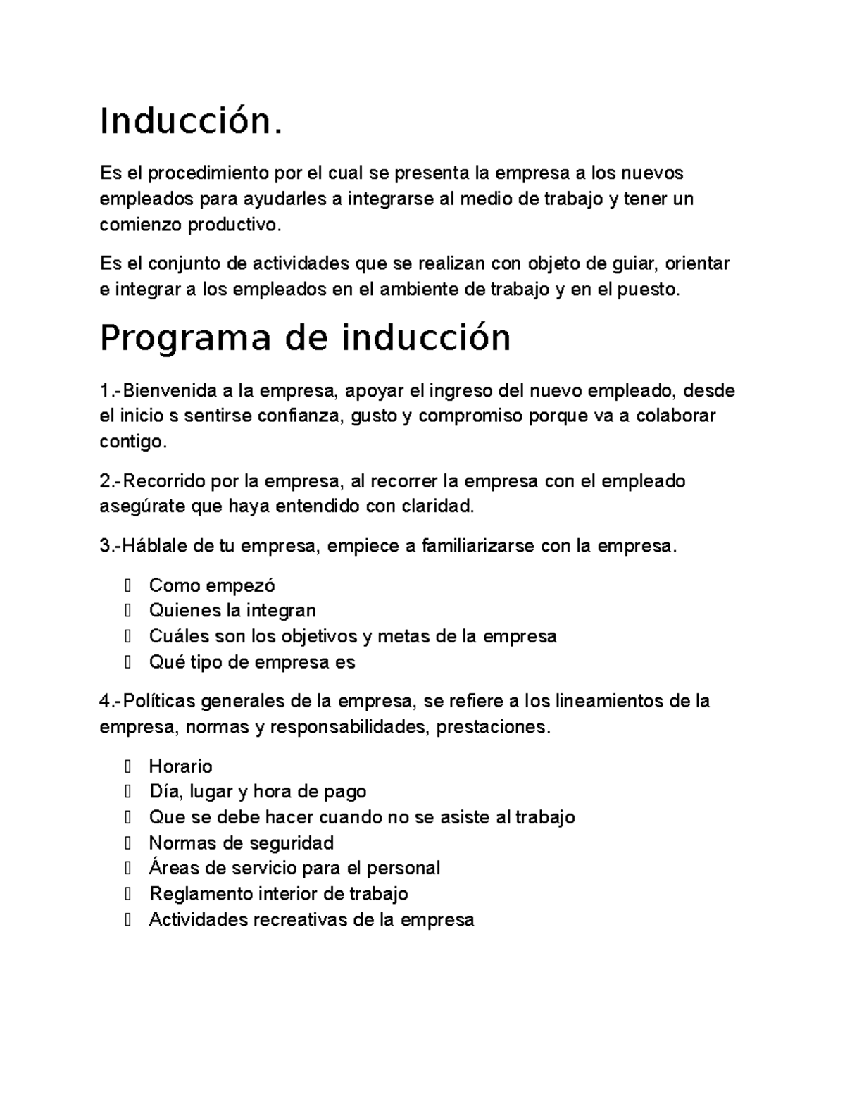 Induccion Y Capacitacion - Inducción. Es el procedimiento por el cual ...
