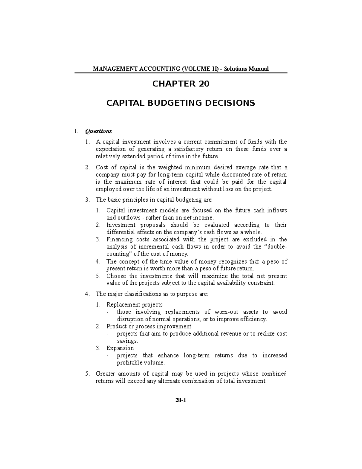 Chapter 20 - Capital Budgeting Decisions - MANAGEMENT ACCOUNTING ...