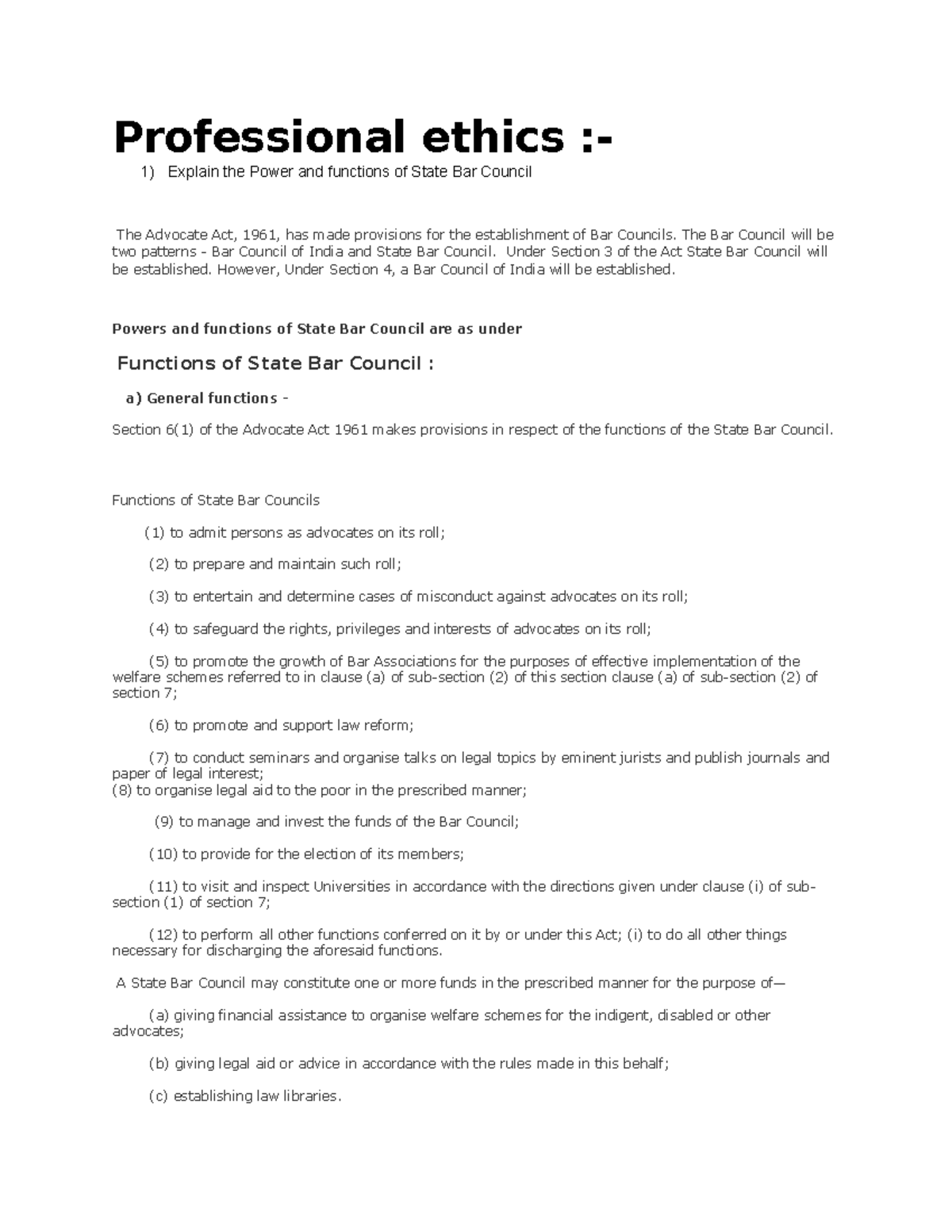 Professional ethics - This is Notes - Professional ethics :- 1) Explain ...