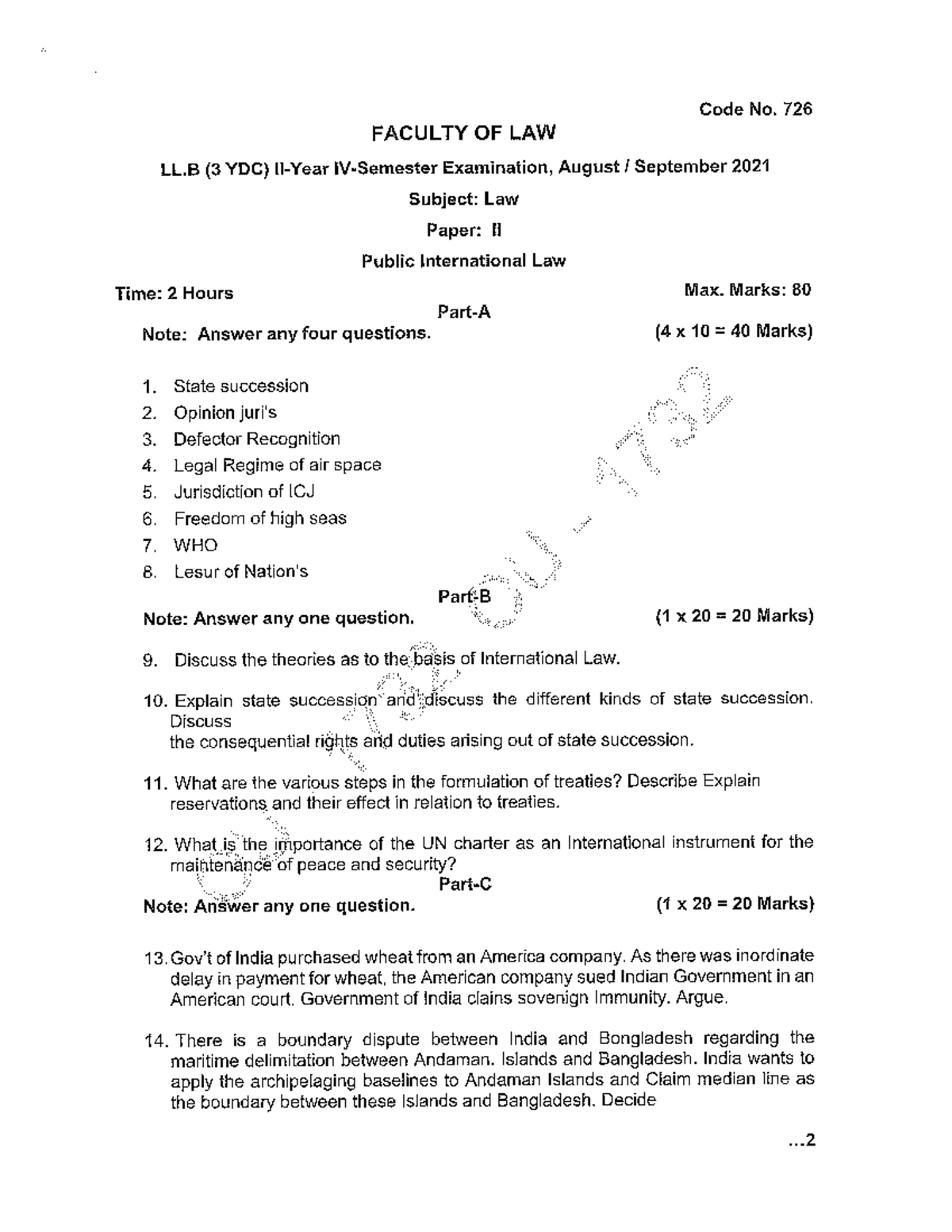 LLB 3YDC IV SEM Paper-II PART-II - LLB LAW (Honors - Studocu