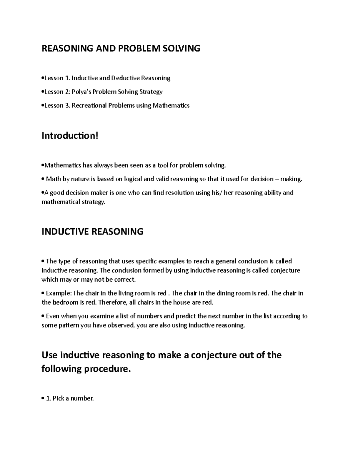 Reasoning And Problem Solving Mathematics In The Modern World