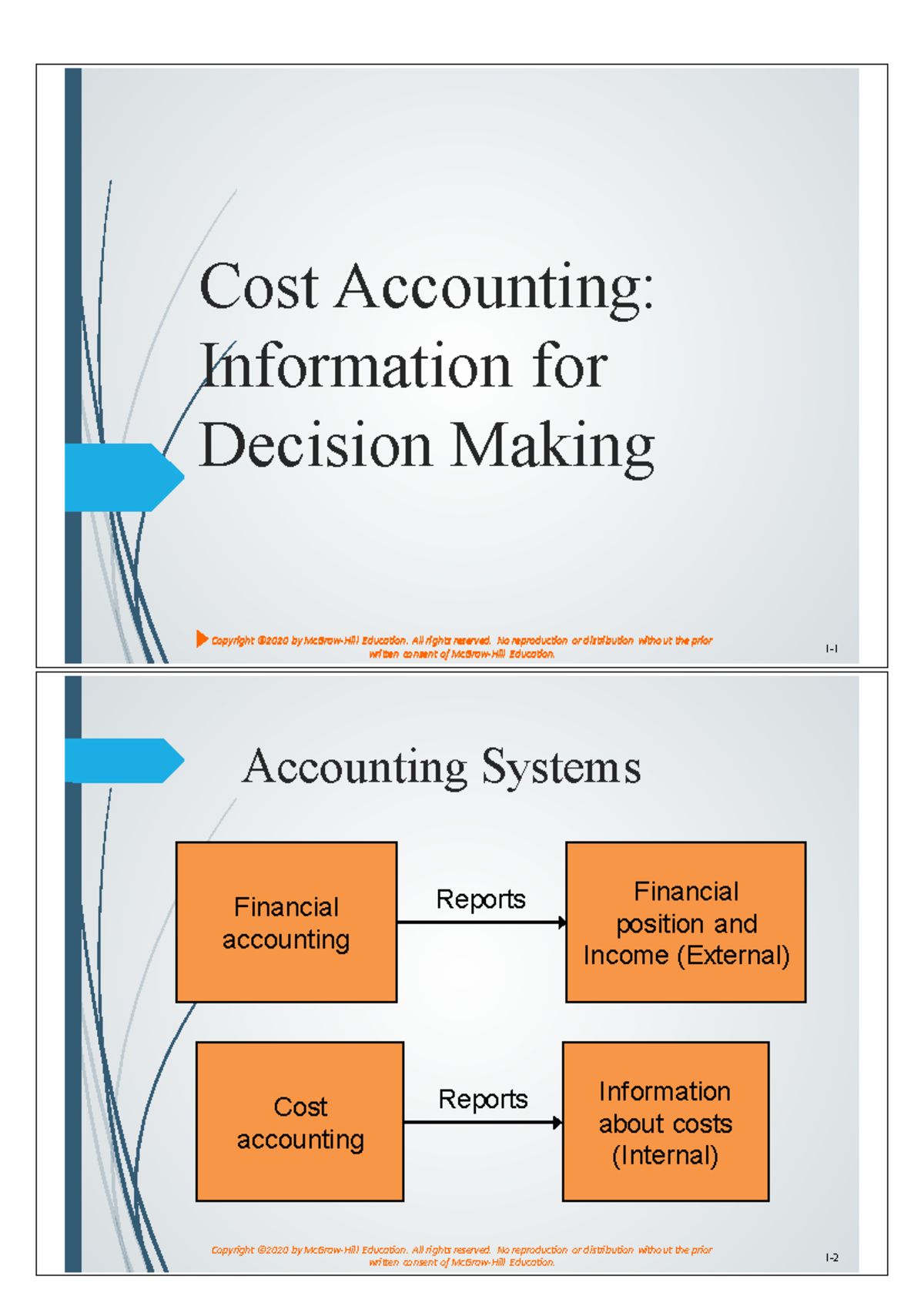 C1 Defining of Cost Accounting - Copyright ©2020 by McGraw-Hill ...