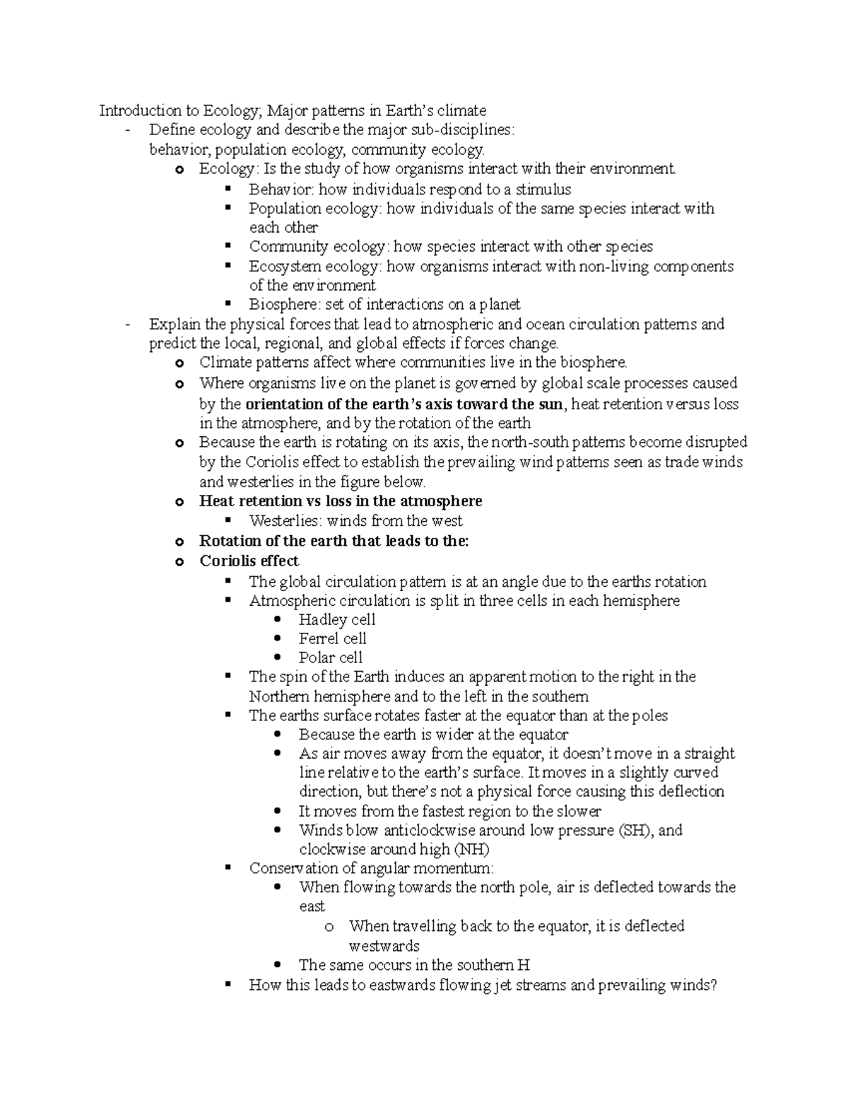 BIOS Review 2 - Bios Midterm 2 - Introduction to Ecology; Major ...