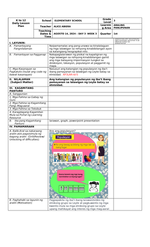Araling Panlipunan 3 - Q1W2D3 Contextualized Lesson Plan Rehiyon 8 ...
