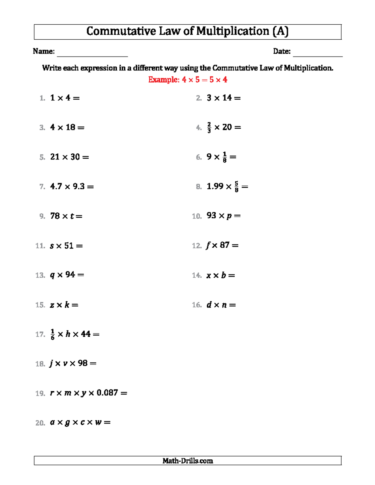 1.4 Commutative Law of Multiplication - MAT 630 - Studocu