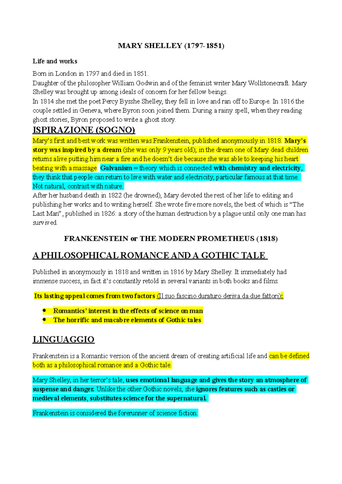 MARY Shelley - MARY SHELLEY (1797-1851) Life and works Born in London ...