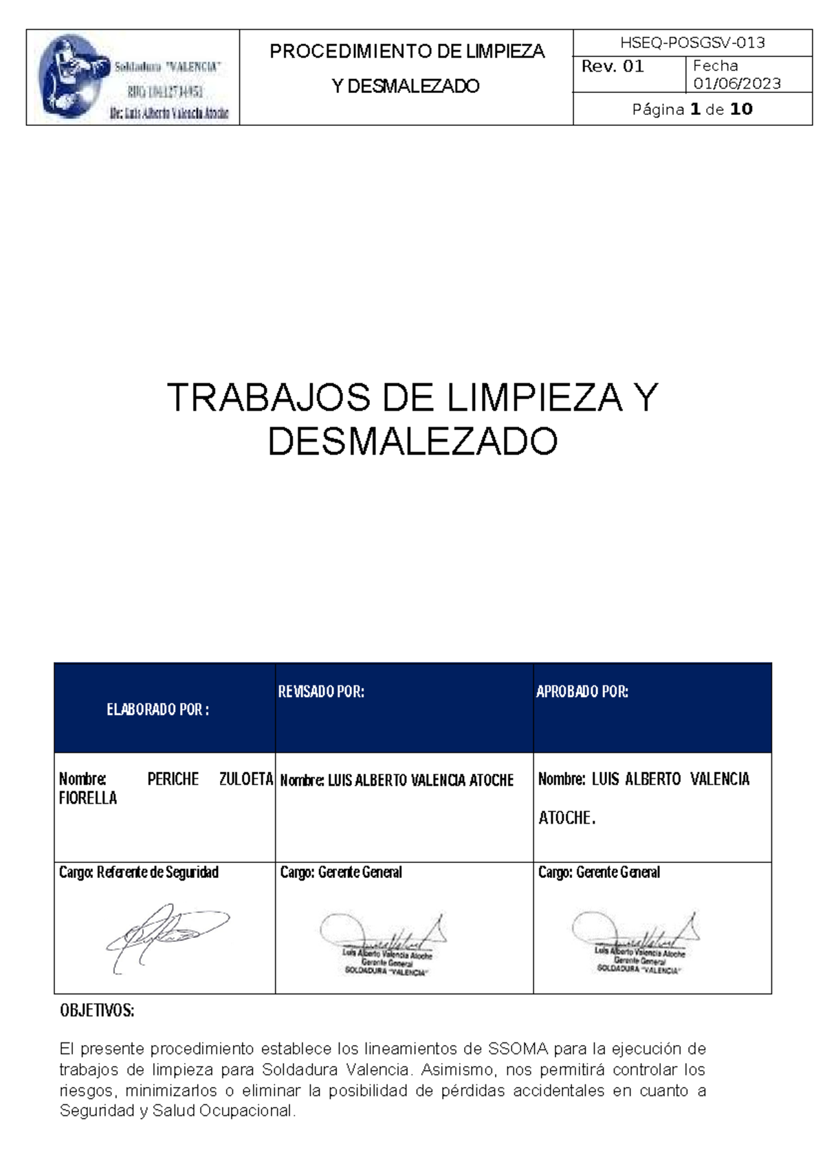 Procedimiento DE Desmalezado - Valencia - PROCEDIMIENTO DE LIMPIEZA Y ...