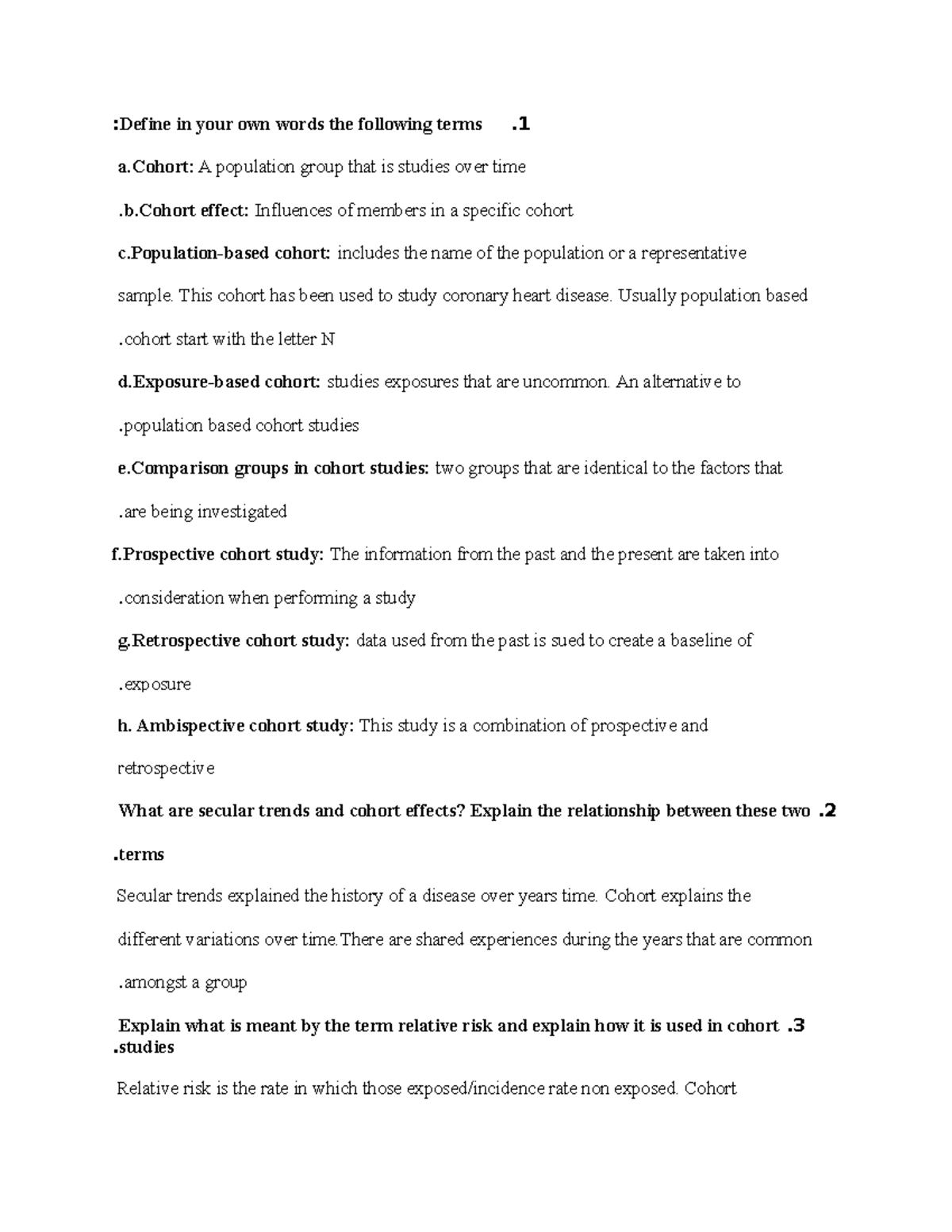 515 Population Based Epidemiology: 7-2 Textbook Questions - :Define in ...