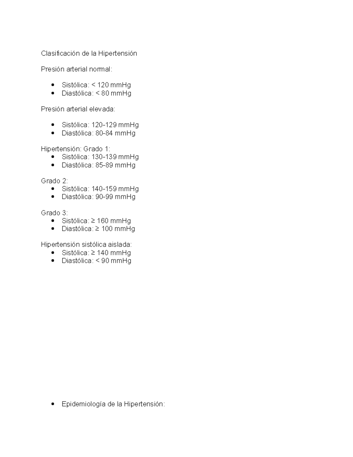 Hipertension Arterial - Clasificación de la Hipertensión Presión ...