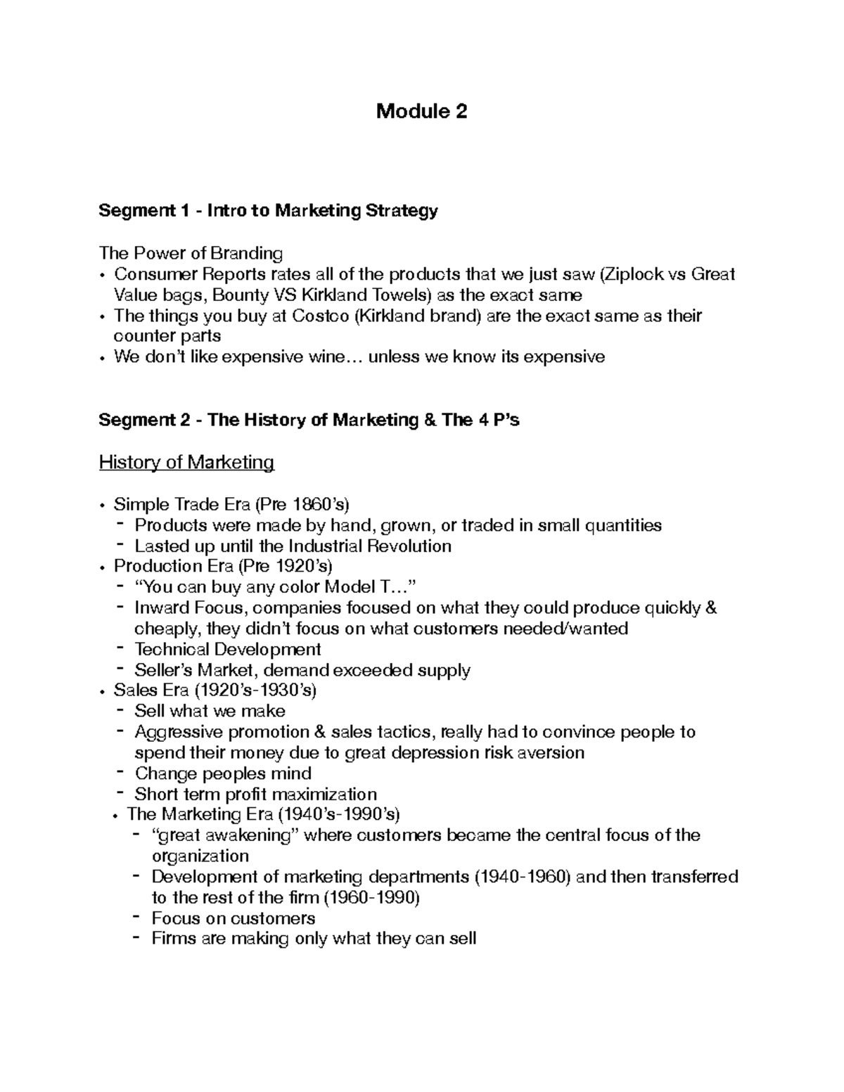 Chapter 2 Notes - Module 2 Segment 1 - Intro to Marketing Strategy The ...