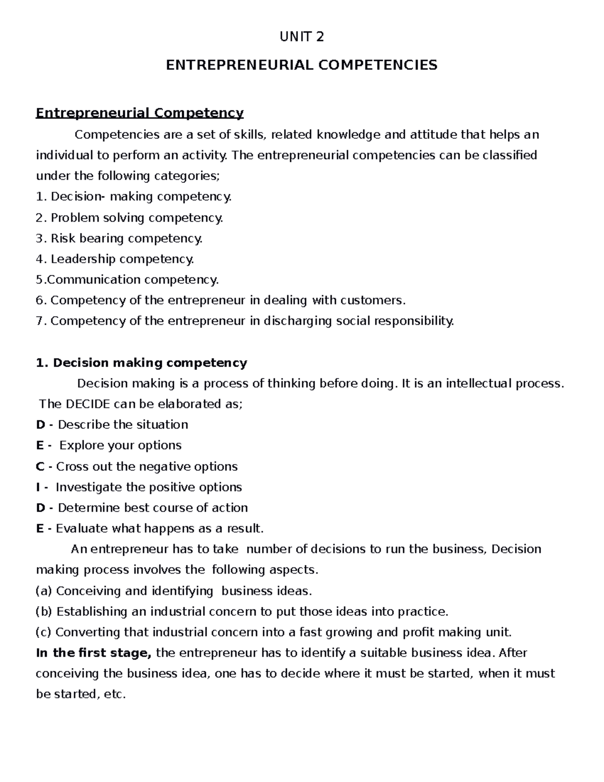 ED I - 2 Eng edited - UNIT 2 ENTREPRENEURIAL COMPETENCIES ...