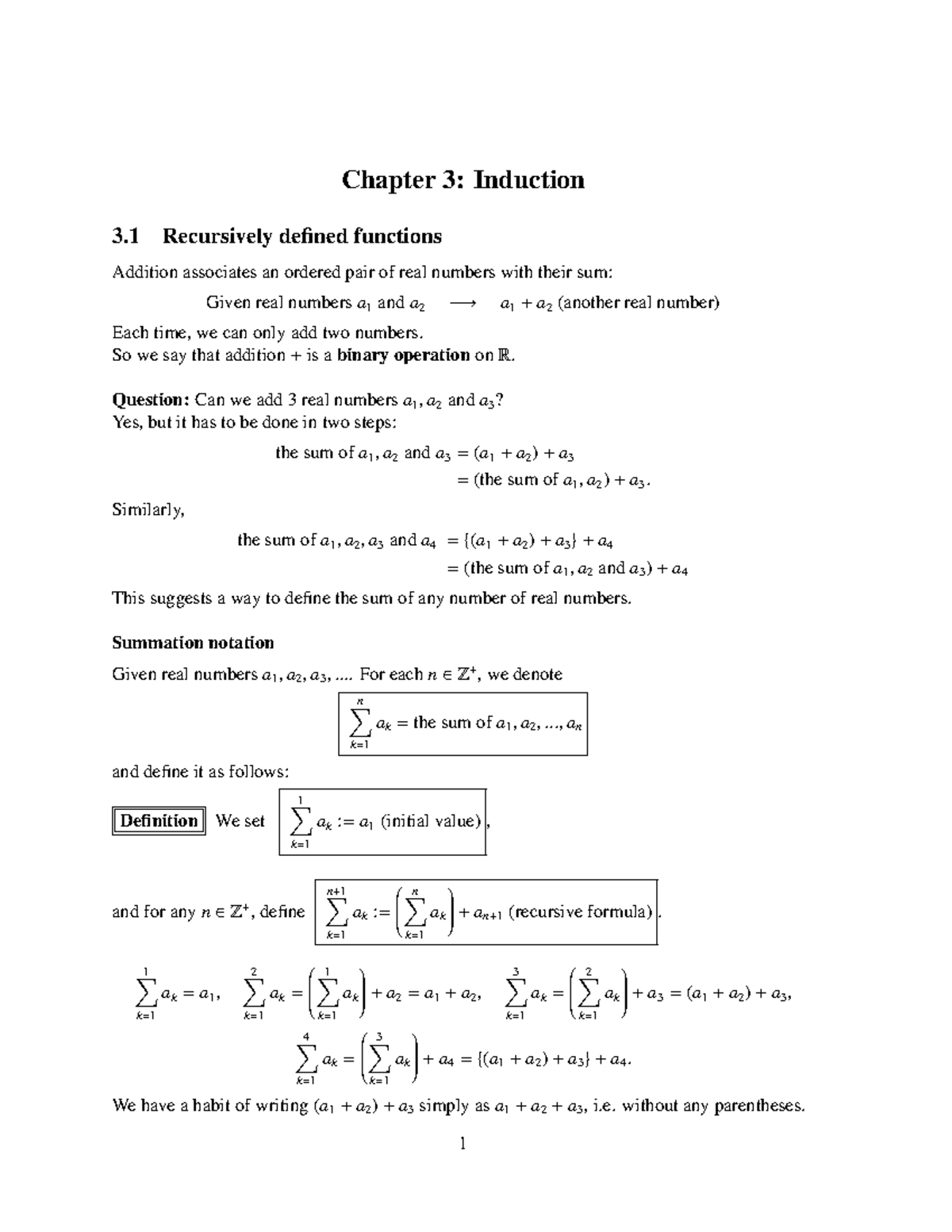 Chapter 1~5 of ma1100 in 2024/2025 - Chapter 3: Induction 3 Recursively defined functions ...