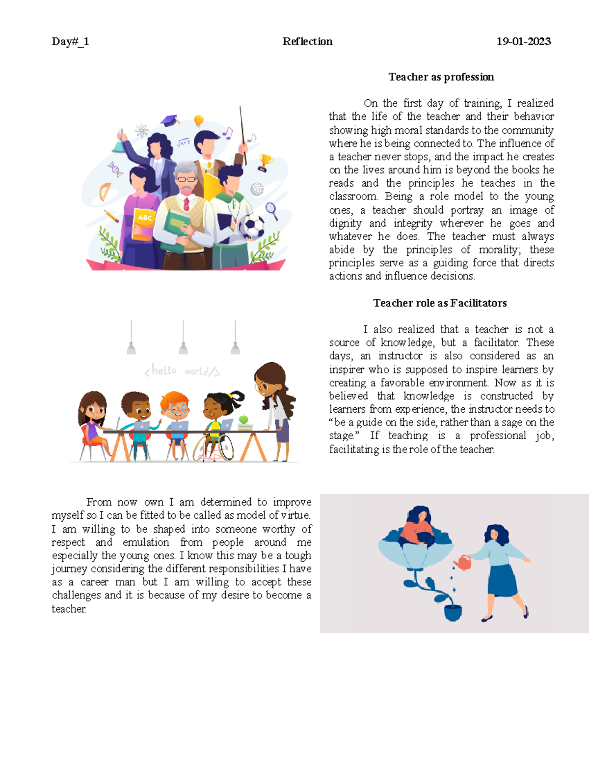 Day# 01 Reflection - day one - Day#_1 Reflection 19-01- Teacher as ...