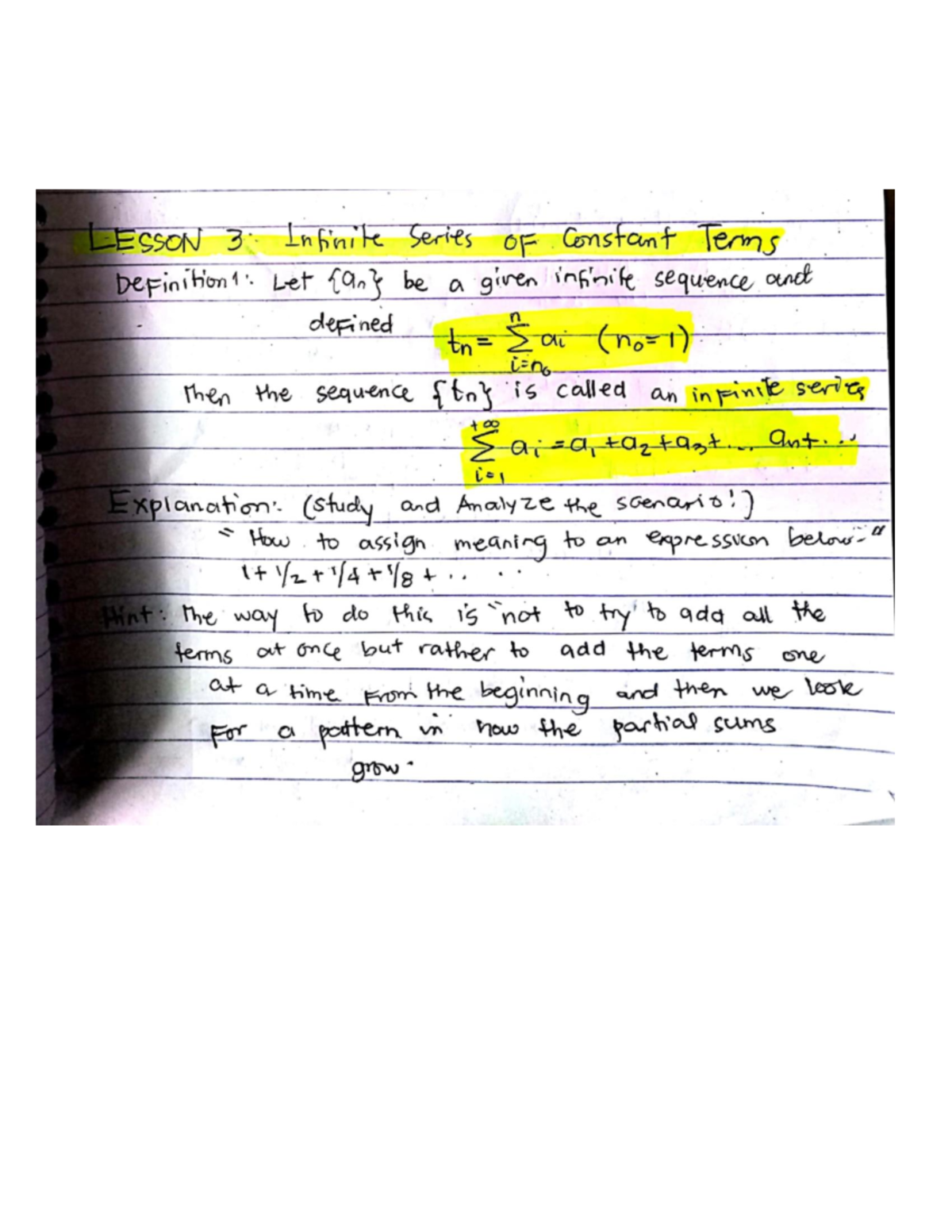 Calculus 3 - Infinite Series of Constant Terms - BSCE-BS in Civil ...
