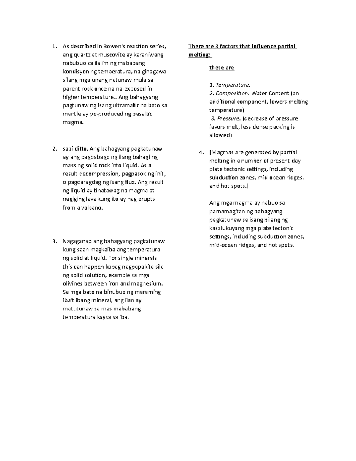 Partial-Meltingtut - 1234123 - As described in Bowen's reaction series ...