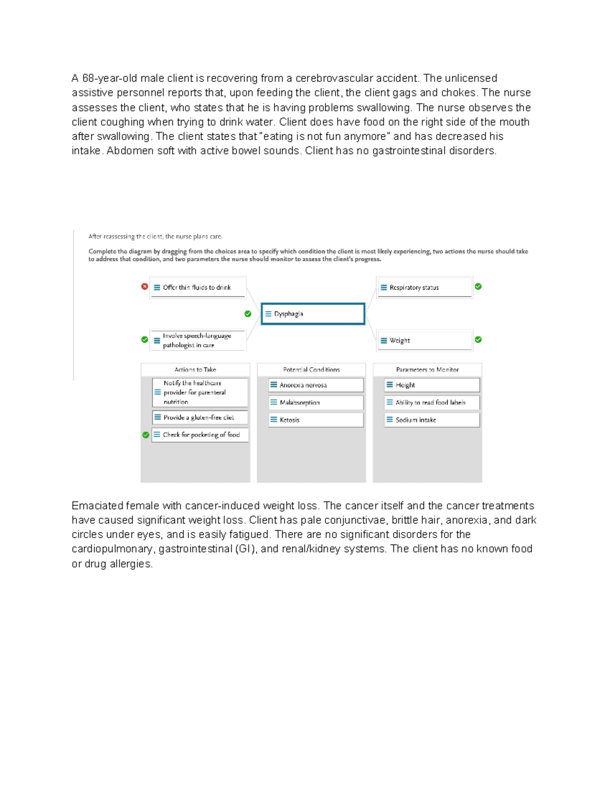Nutrition NGN - Emaciated female with cancer-induced weight loss. The ...