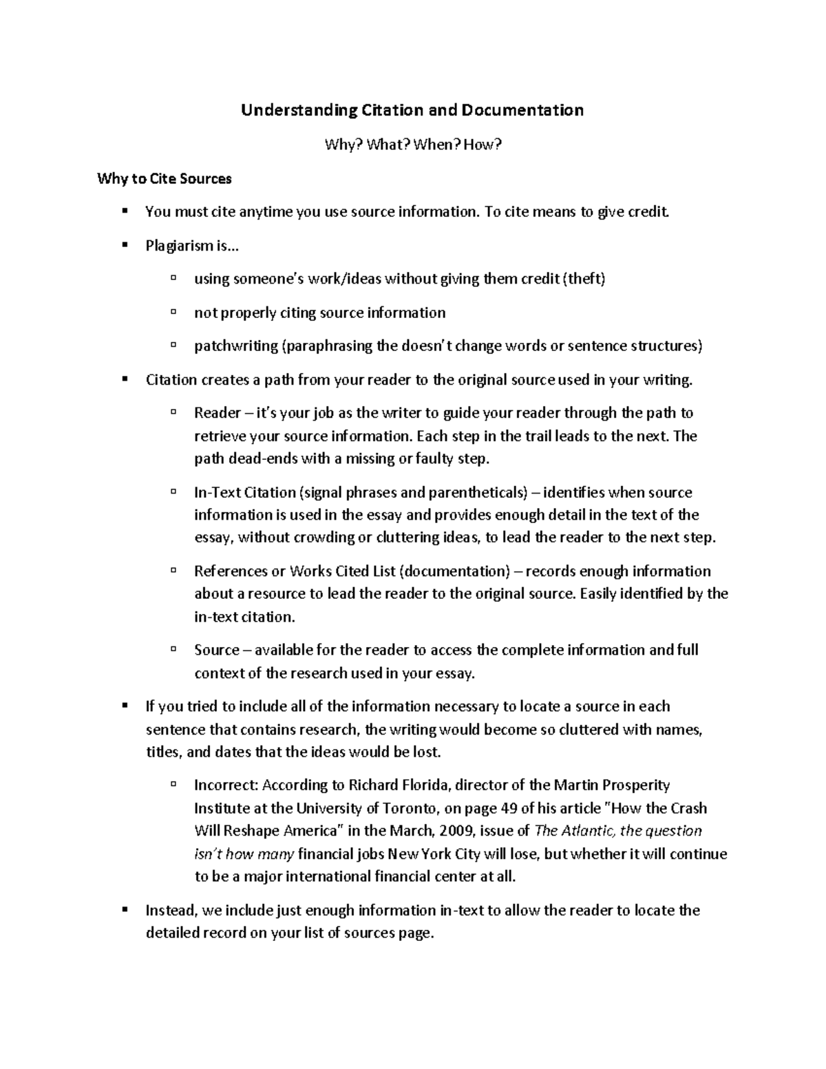 Understanding Citation and Documentation - To cite means to give credit ...