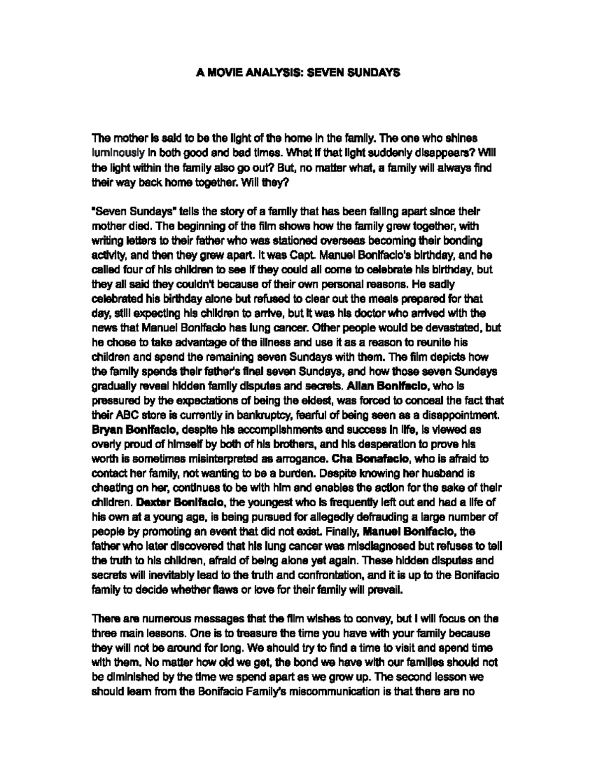 Movie analysis - Bachelor of Science in Business Administration - Studocu