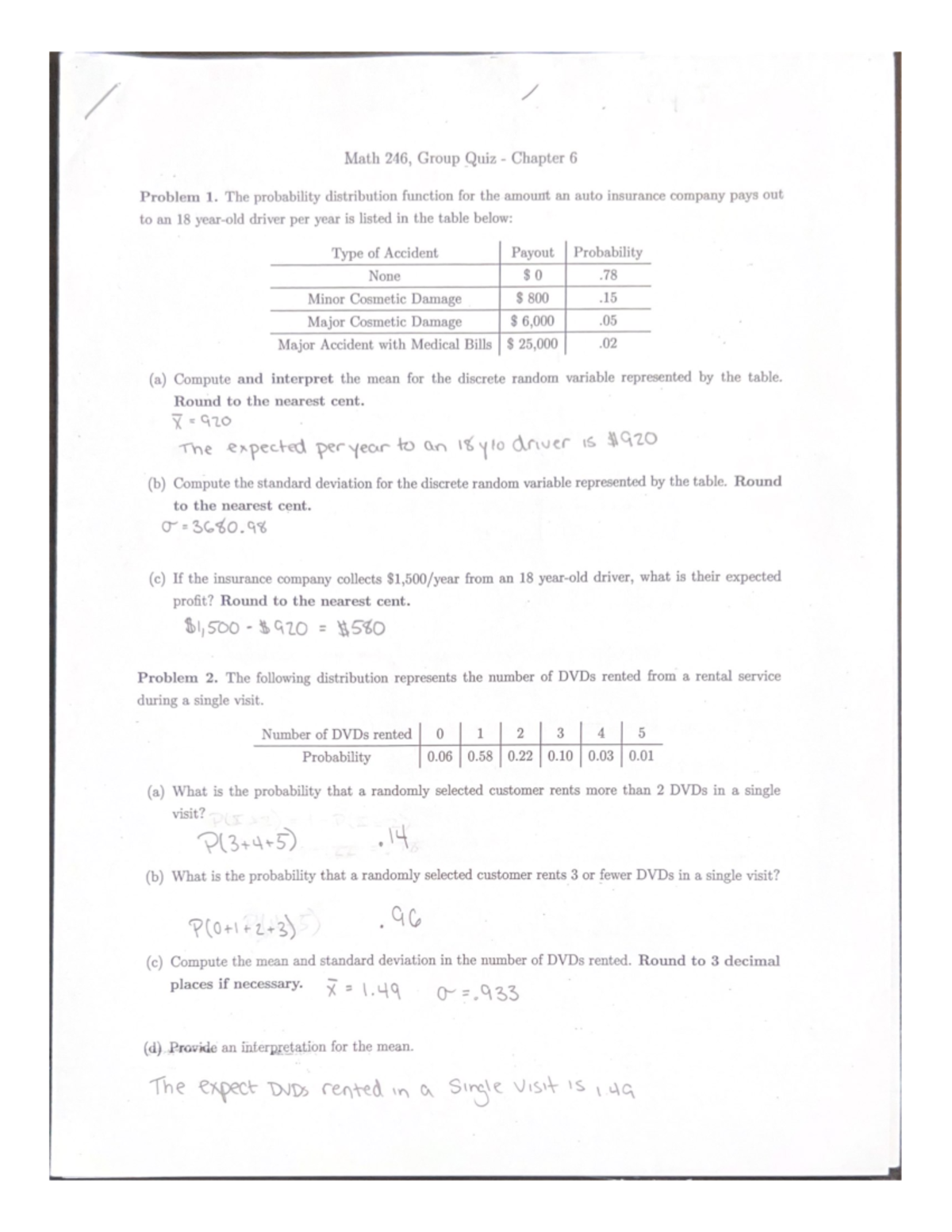 Math 246, Group Quiz - Chapter 6 - MATH246 - Studocu
