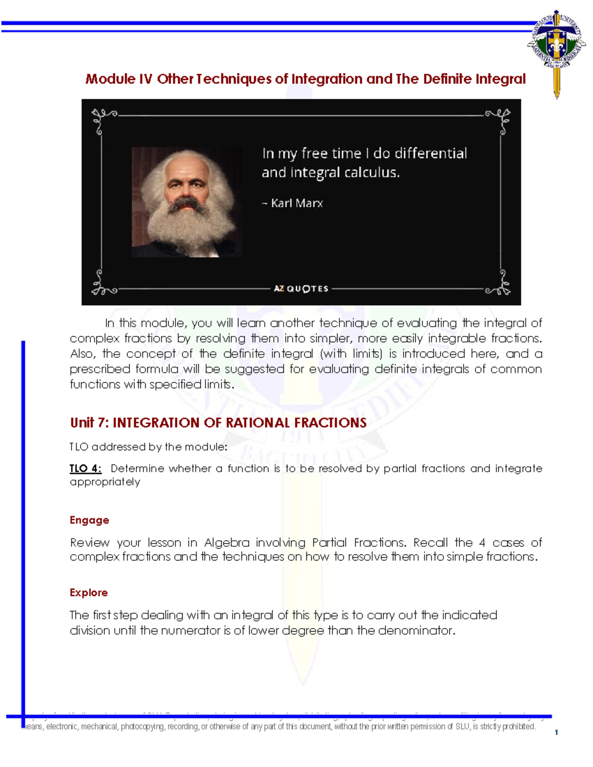 Enggmath 4 Module 4 - Engineering Math 4 Integral Calculus - Warning ...