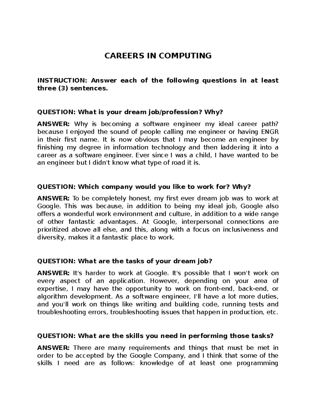 Intorcution OF Computing finalssss - CAREERS IN COMPUTING INSTRUCTION ...