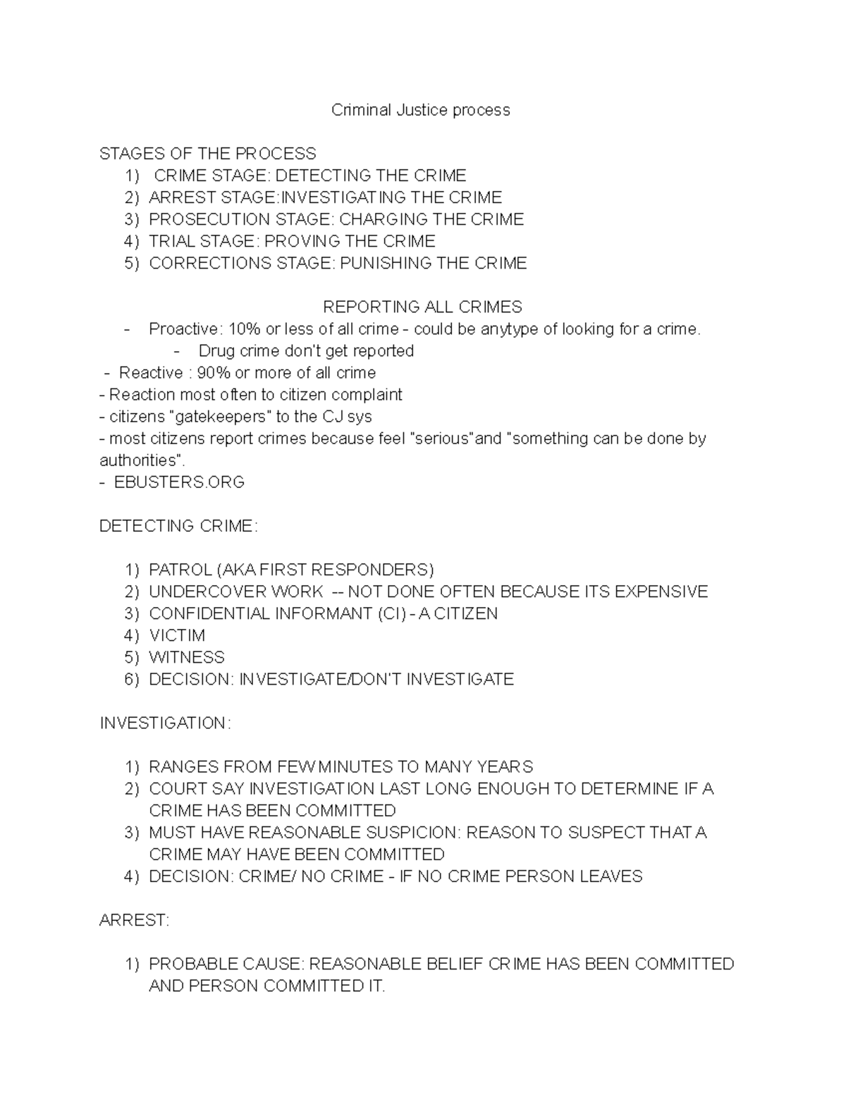 CRIMINAL JUSTICE PROCESS - Criminal Justice process STAGES OF THE ...