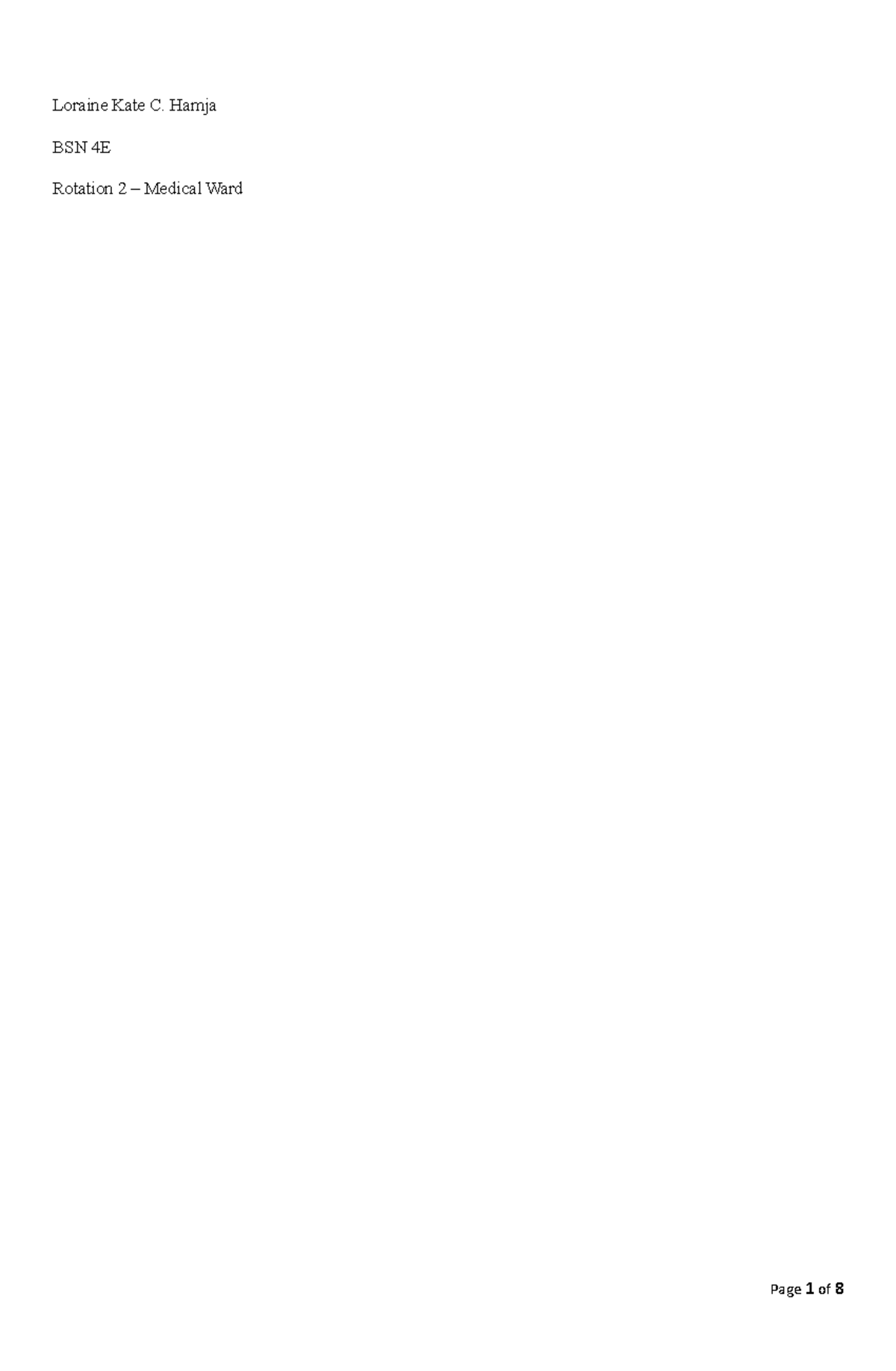 Med Ward Drug Study - Hamja - Loraine Kate C. Hamja BSN 4E Rotation 2 ...