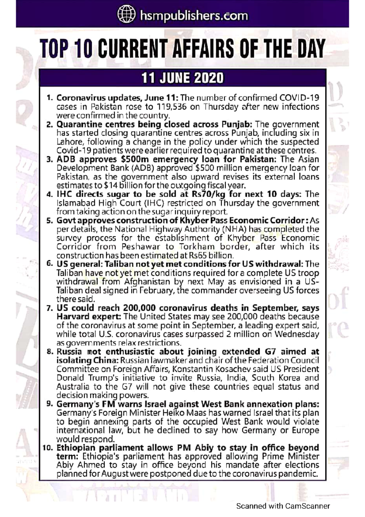 Current Affair 11 jun 2020 - Studocu