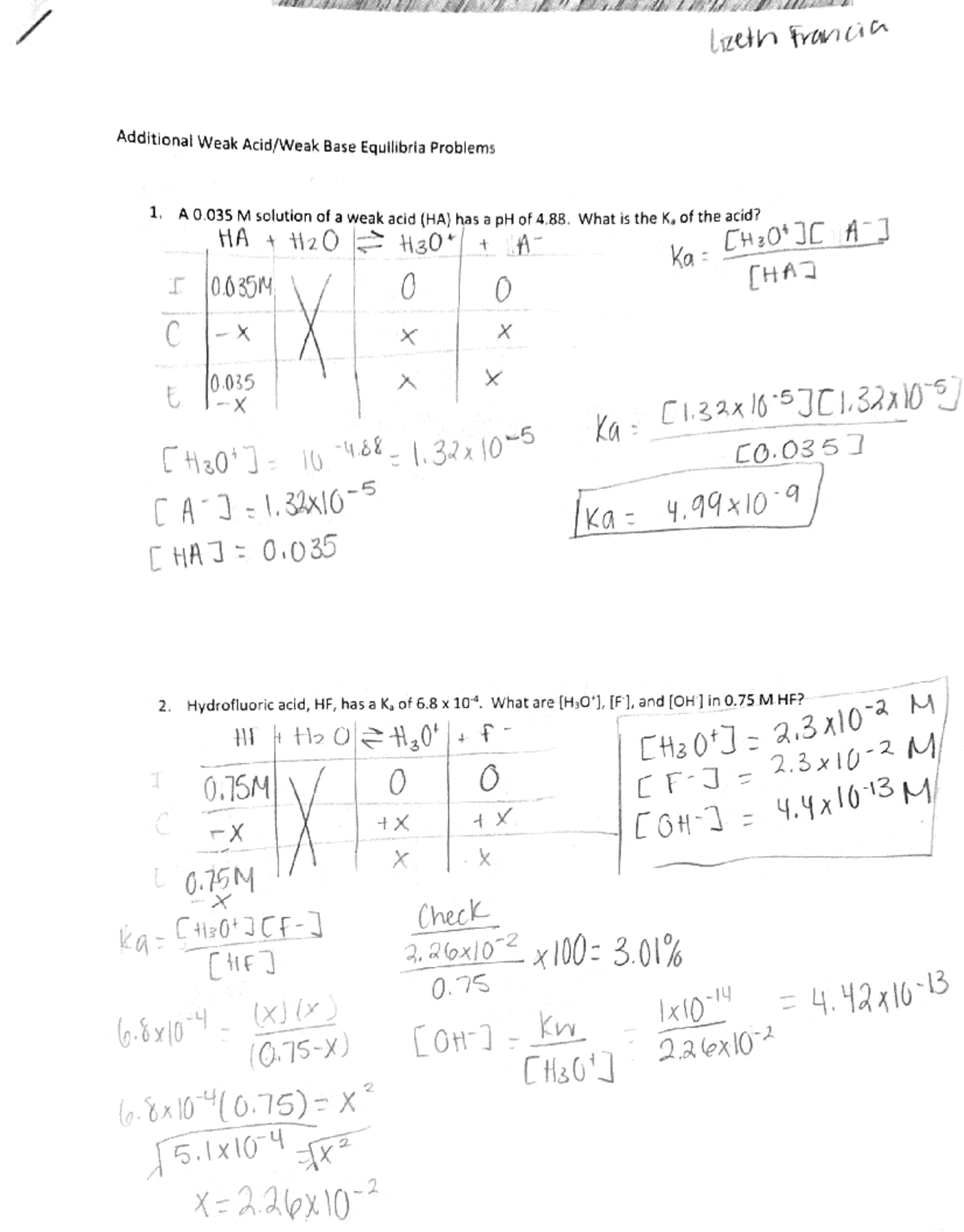 Weak-Acid & Base 1 - Acid base assignment - Studocu