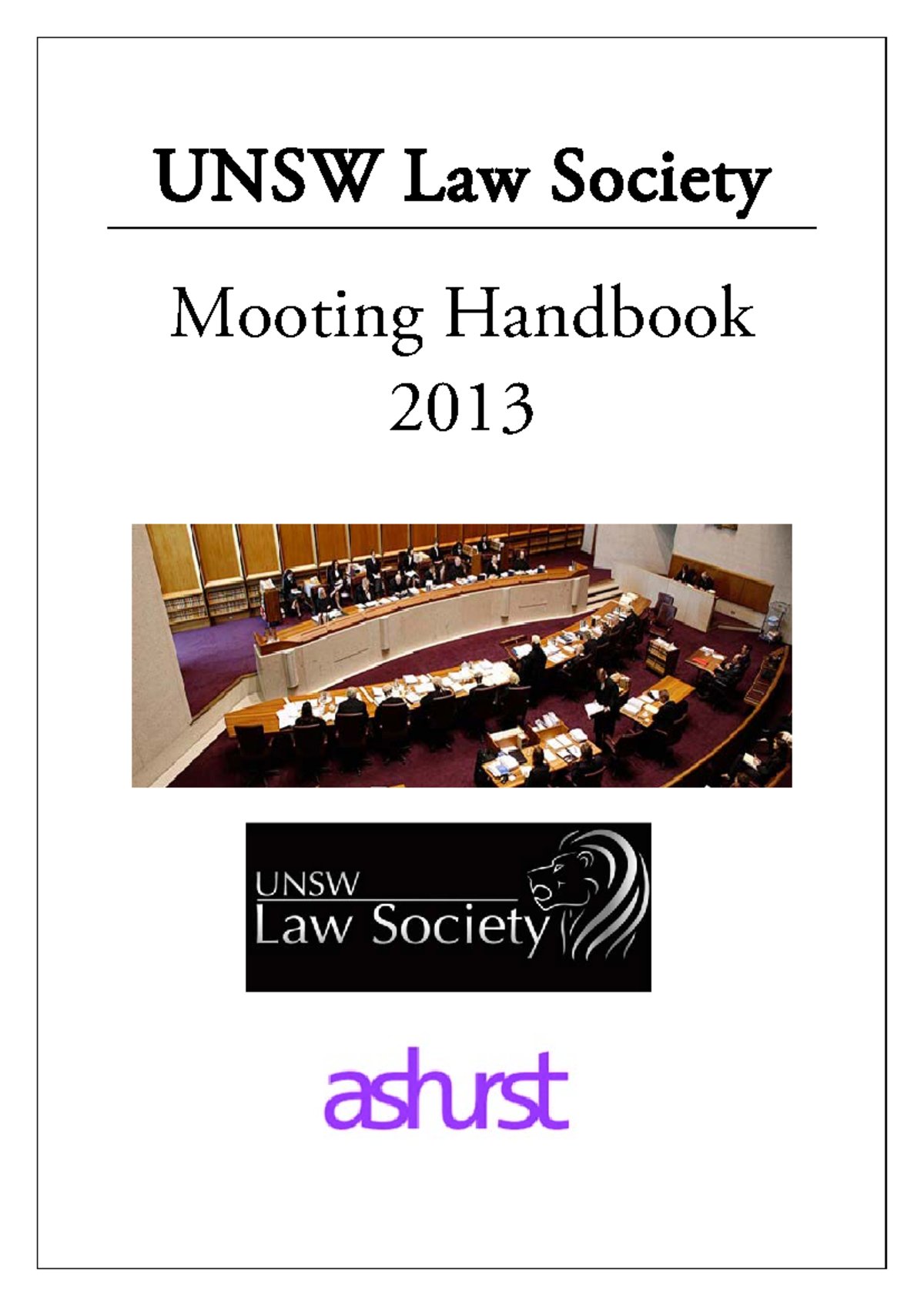 2013 Mooting Handbook - UNSW Law Society Mooting Handbook 2013 - Studocu