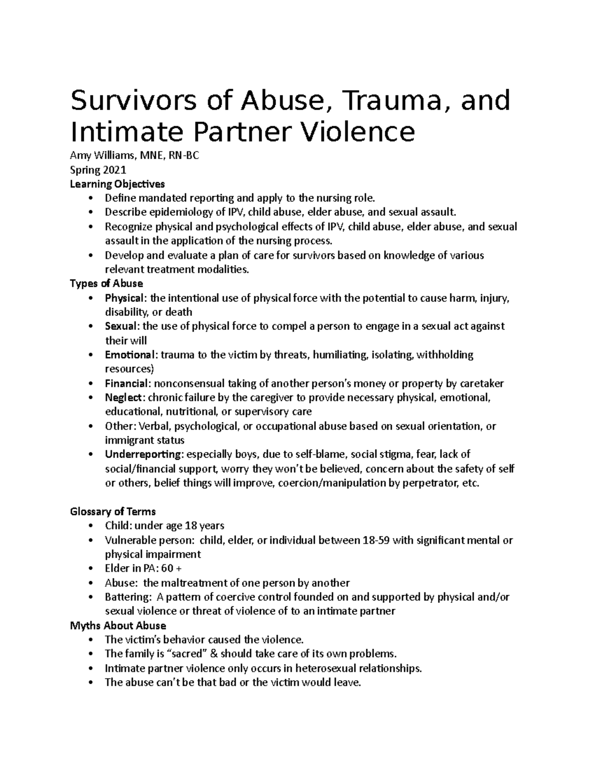 Survivors of Abuse, Trauma, and Intimate Partner Violence to print(1 ...