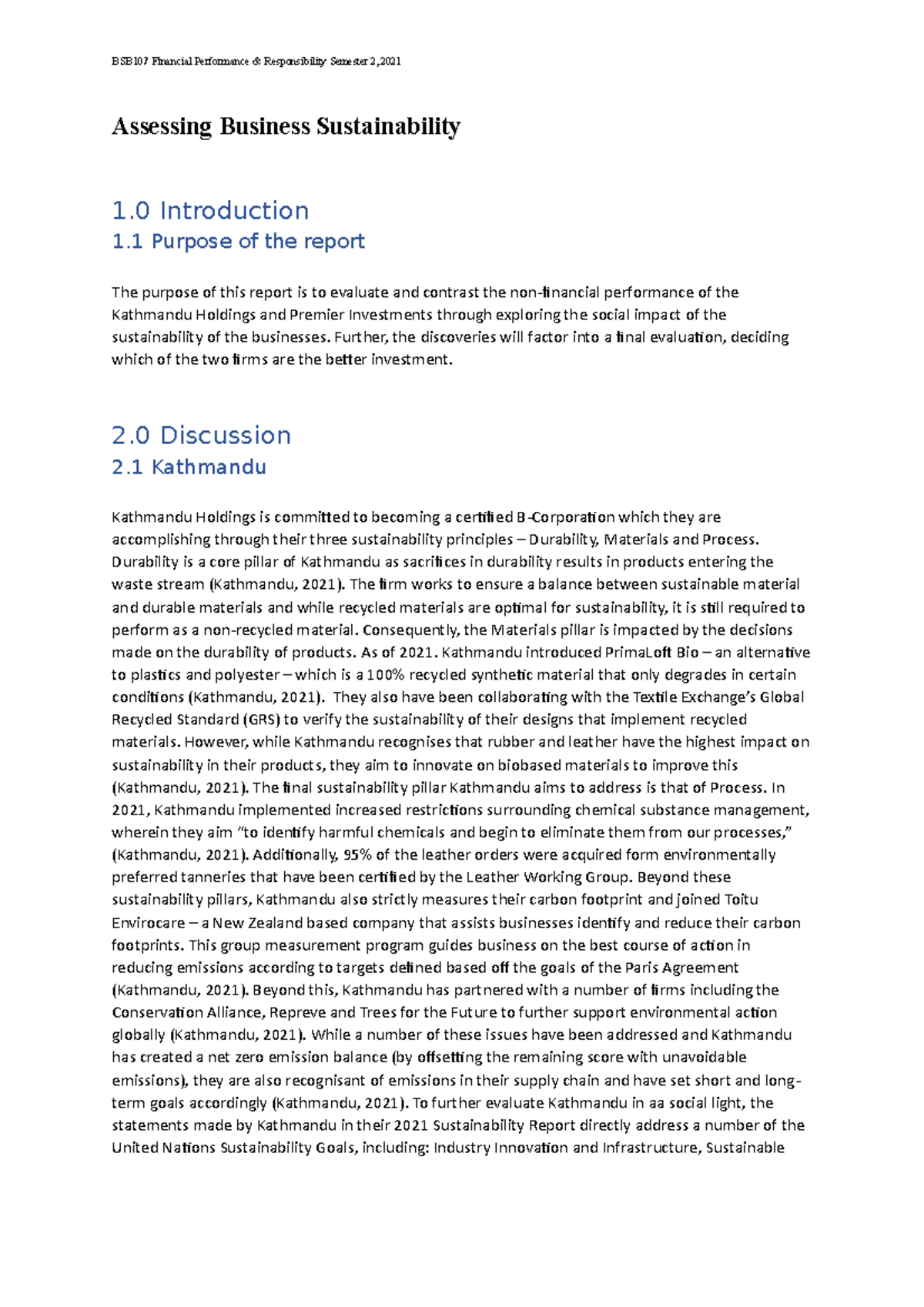 BSB107 Assessing Business Sustainability - BSB107 - QUT - Studocu